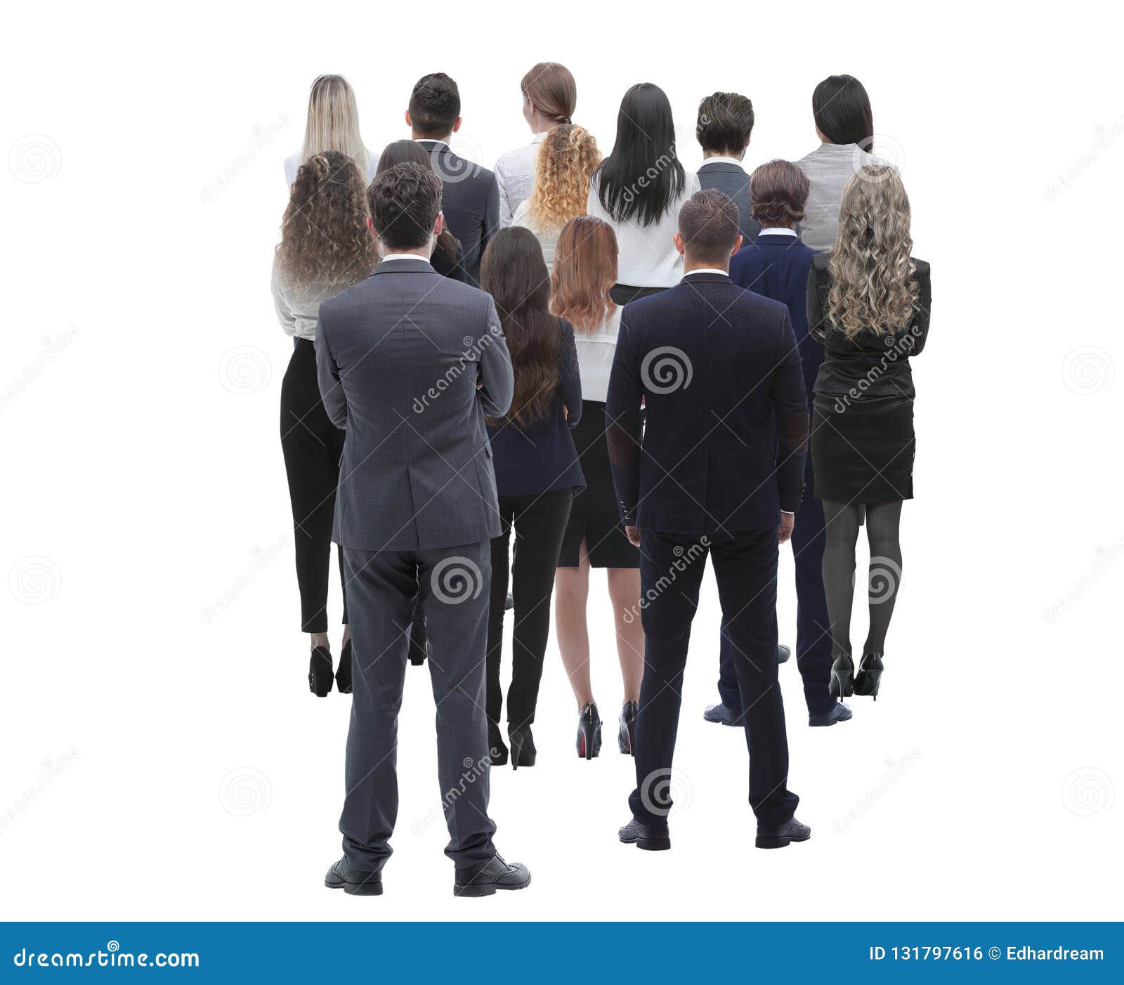 Back View Group of Business People. Rear View. Isolated Over White ...