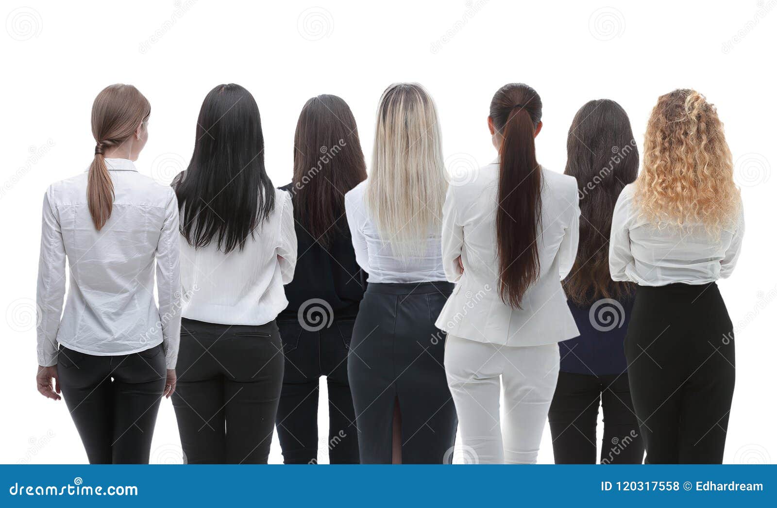 Back View Group of Business People. Rear View. Isolated Over White ...
