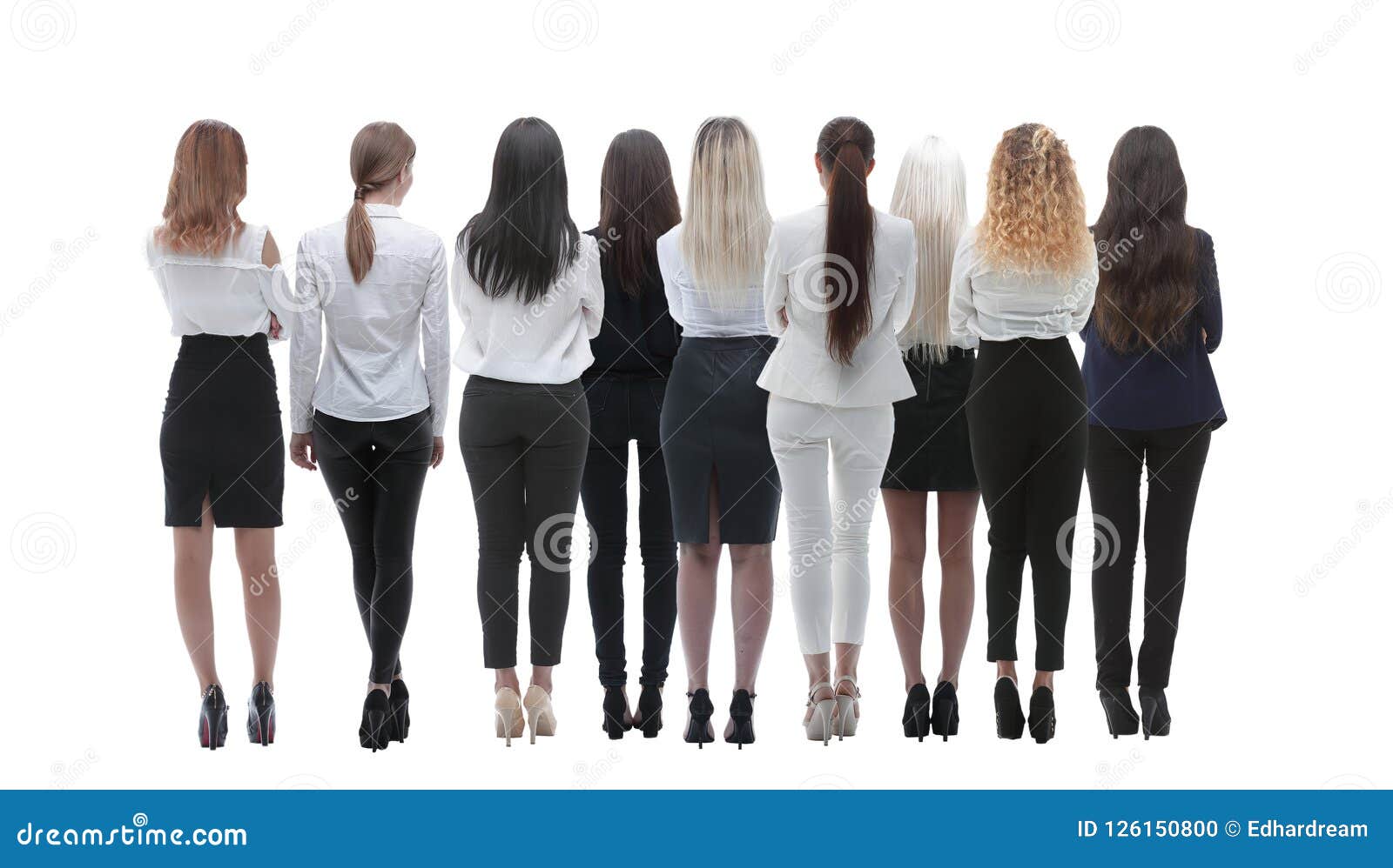 Back View Group of Business People. Rear View. Isolated Over White ...