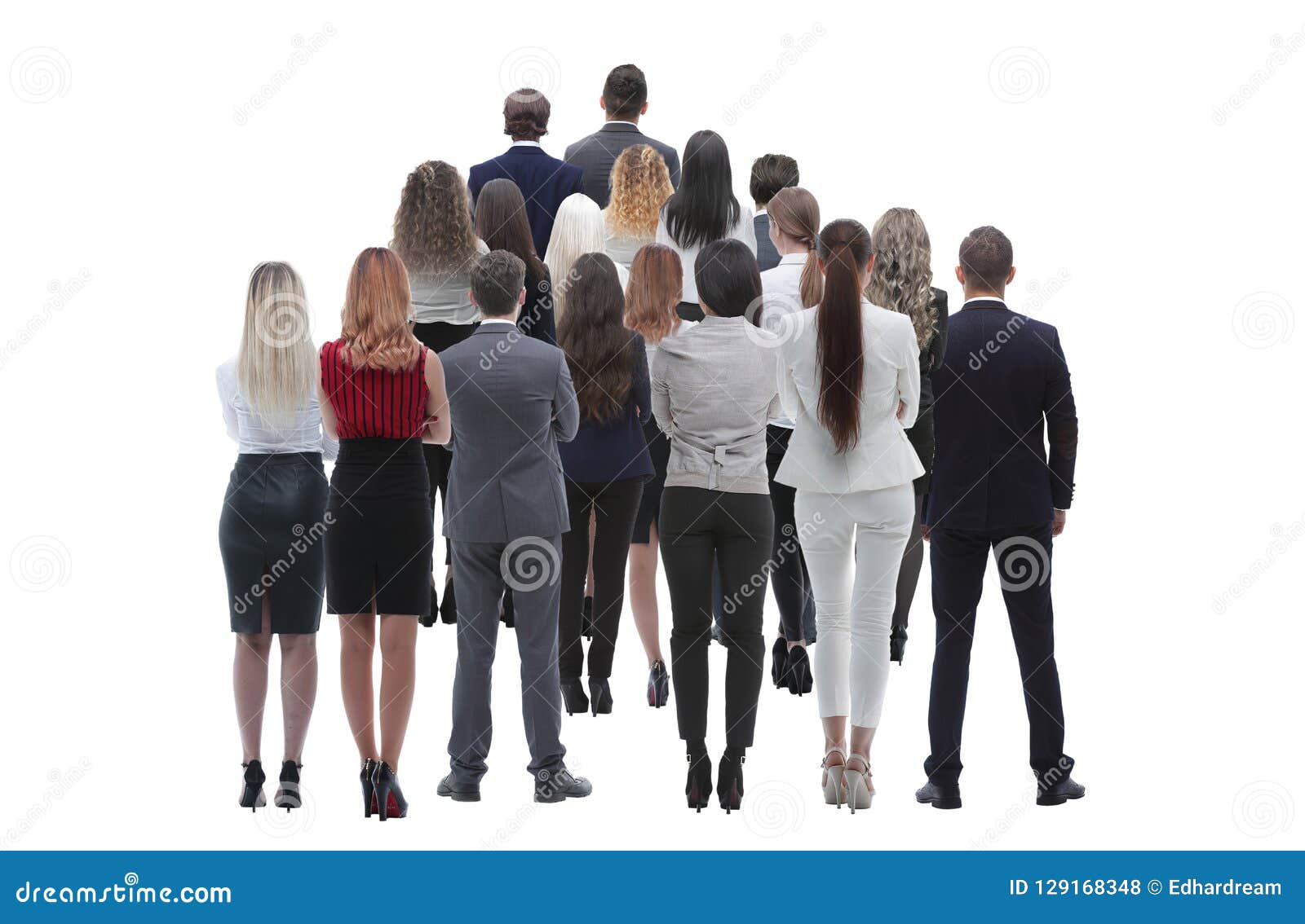 Back View Group of Business People. Rear View. Isolated Over White ...