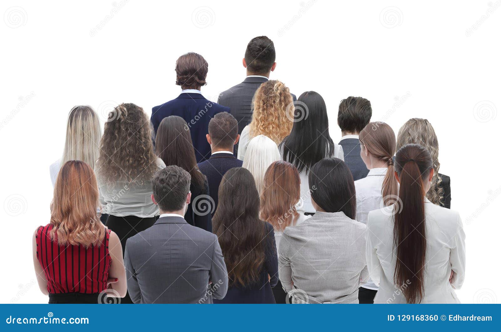 Back View Group of Business People. Rear View. Isolated Over White ...