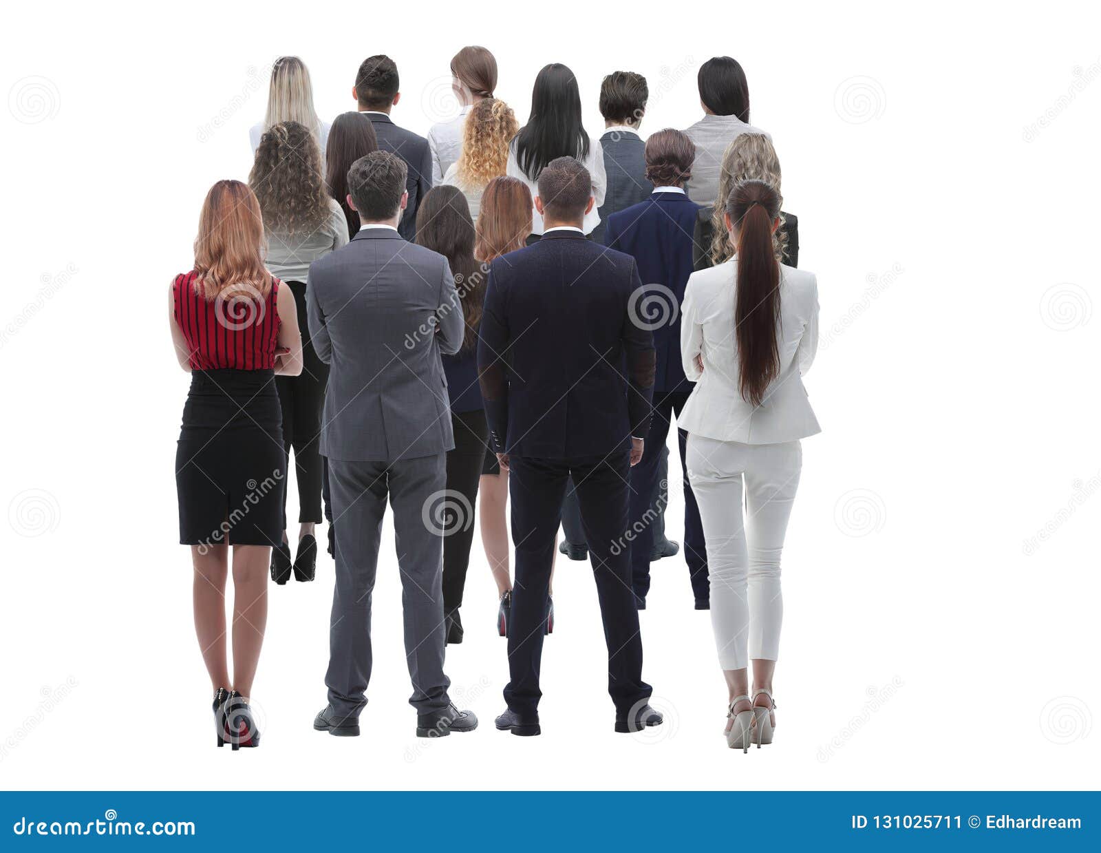 Back View Group of Business People. Rear View. Isolated Over White ...