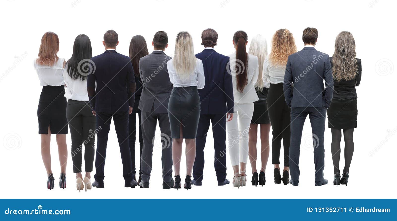 Back View Group of Business People. Rear View. Isolated Over White ...