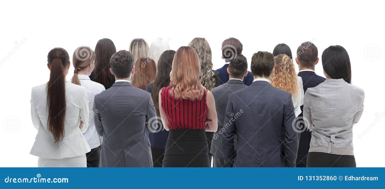 Back View Group of Business People. Rear View. Isolated Over White ...