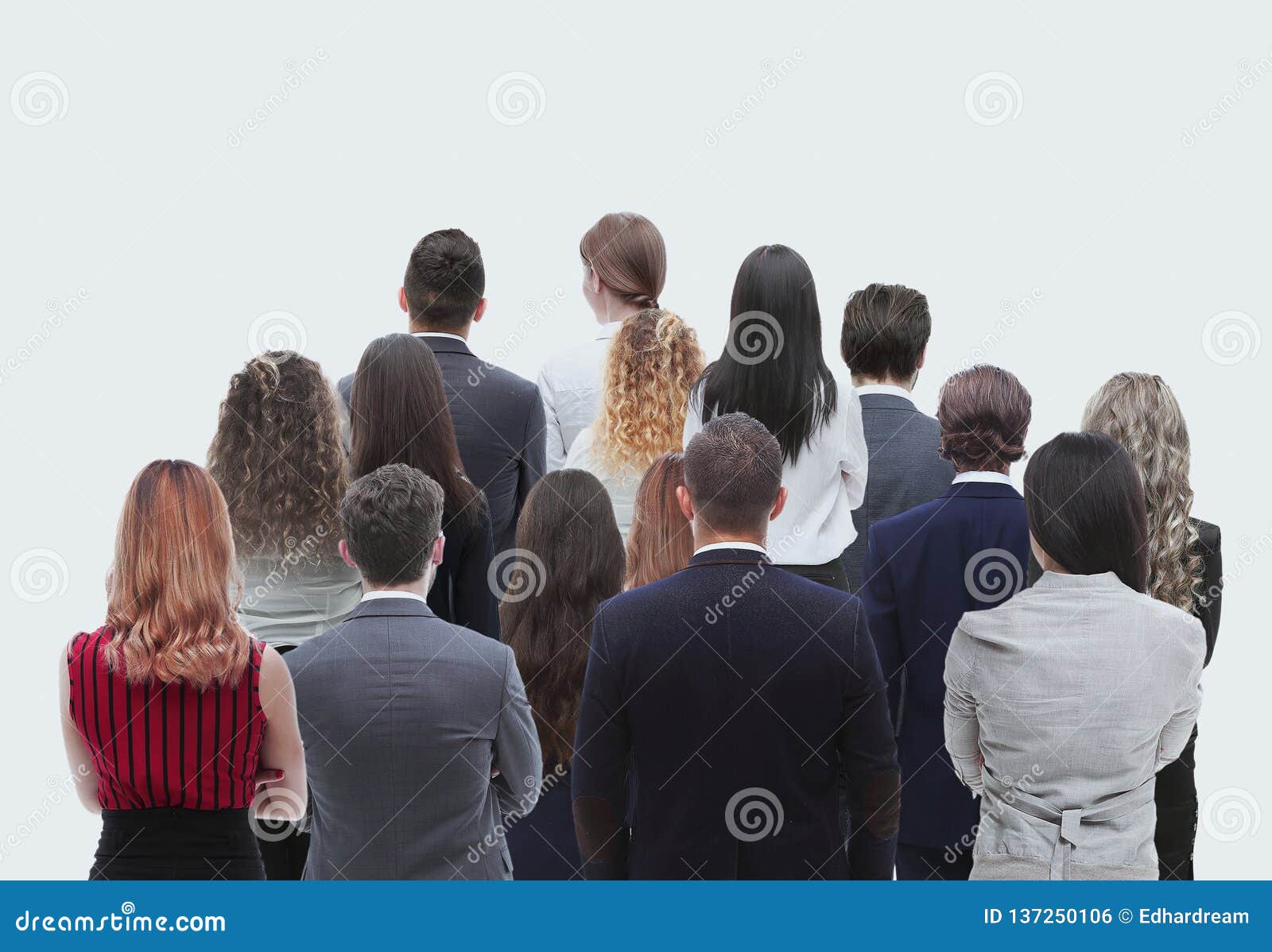Back View Group of Business People. Rear View. Isolated Over White ...