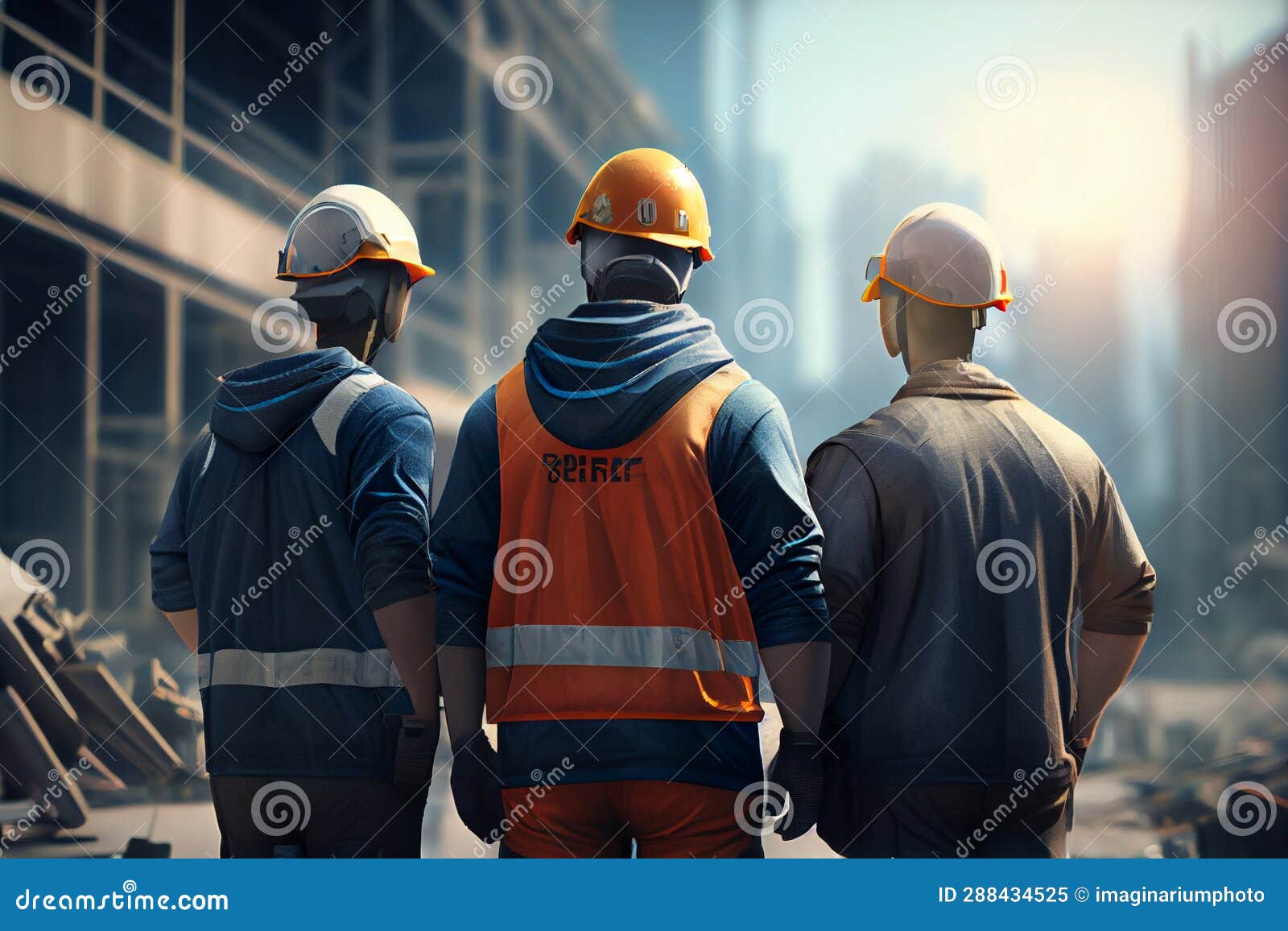 Back View Group of Engineer, Technician and Architect with Safety ...