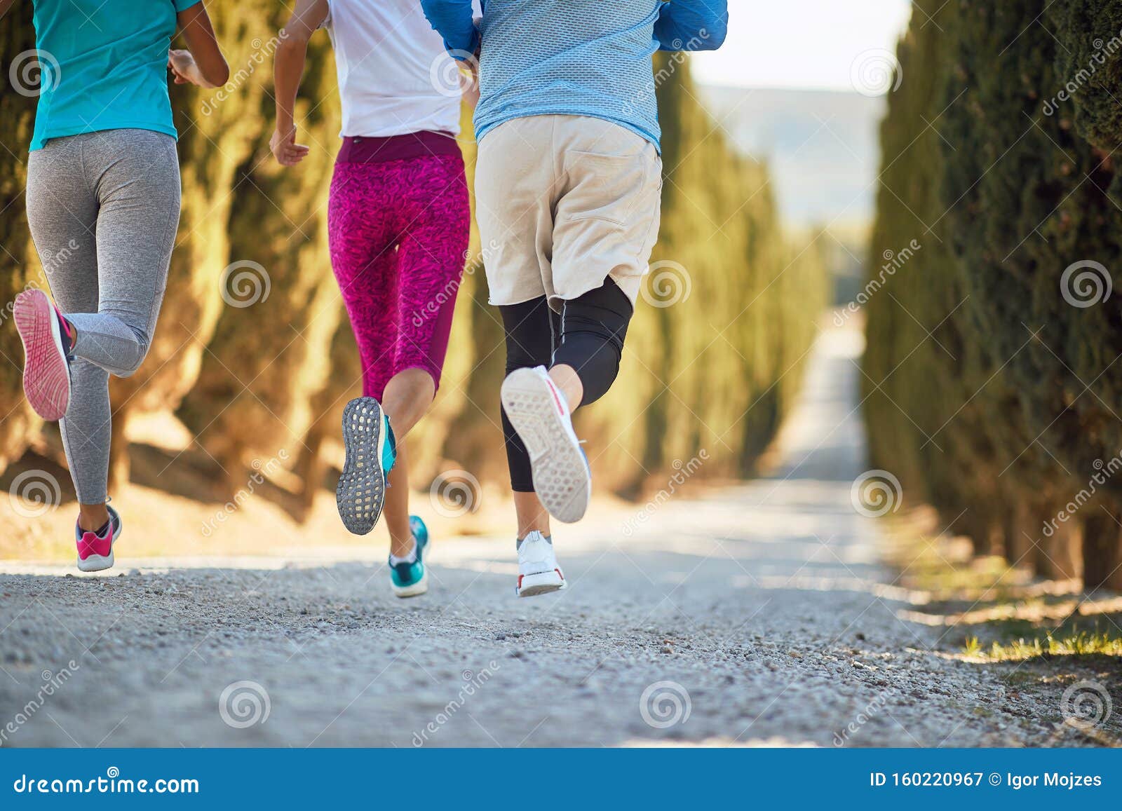 Back View of a Group of Sporty Friends Jogging Stock Image - Image of ...