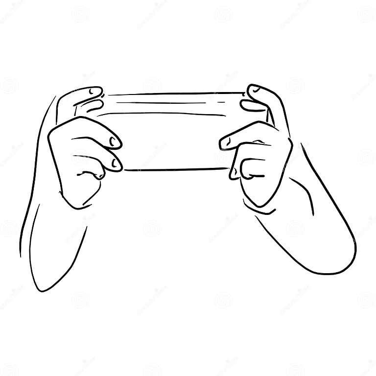 Back View of Hand Playing Game with a Console Controller Vector ...