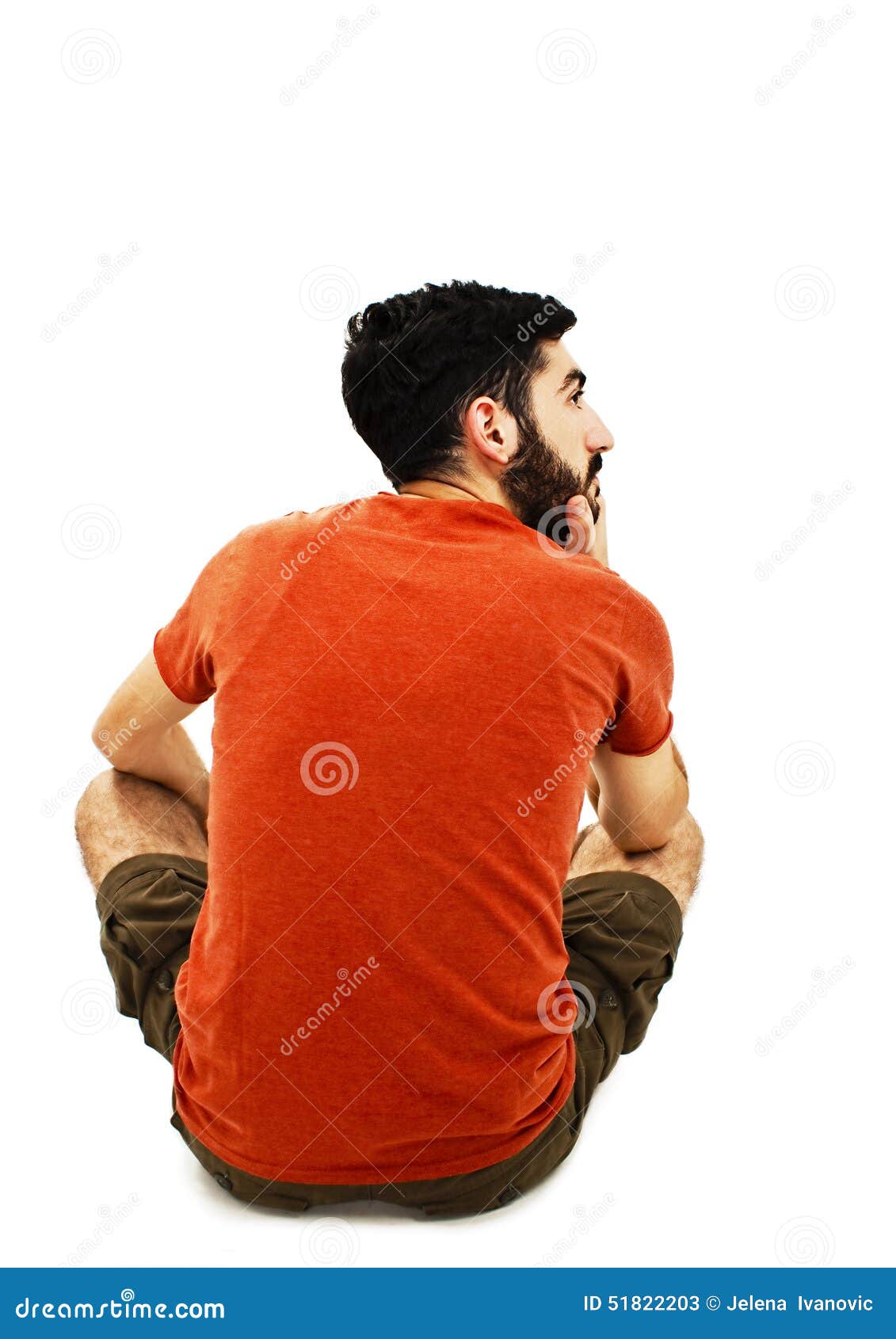 Back View of Handsome Young Thoughtful Man Stock Image - Image of ...