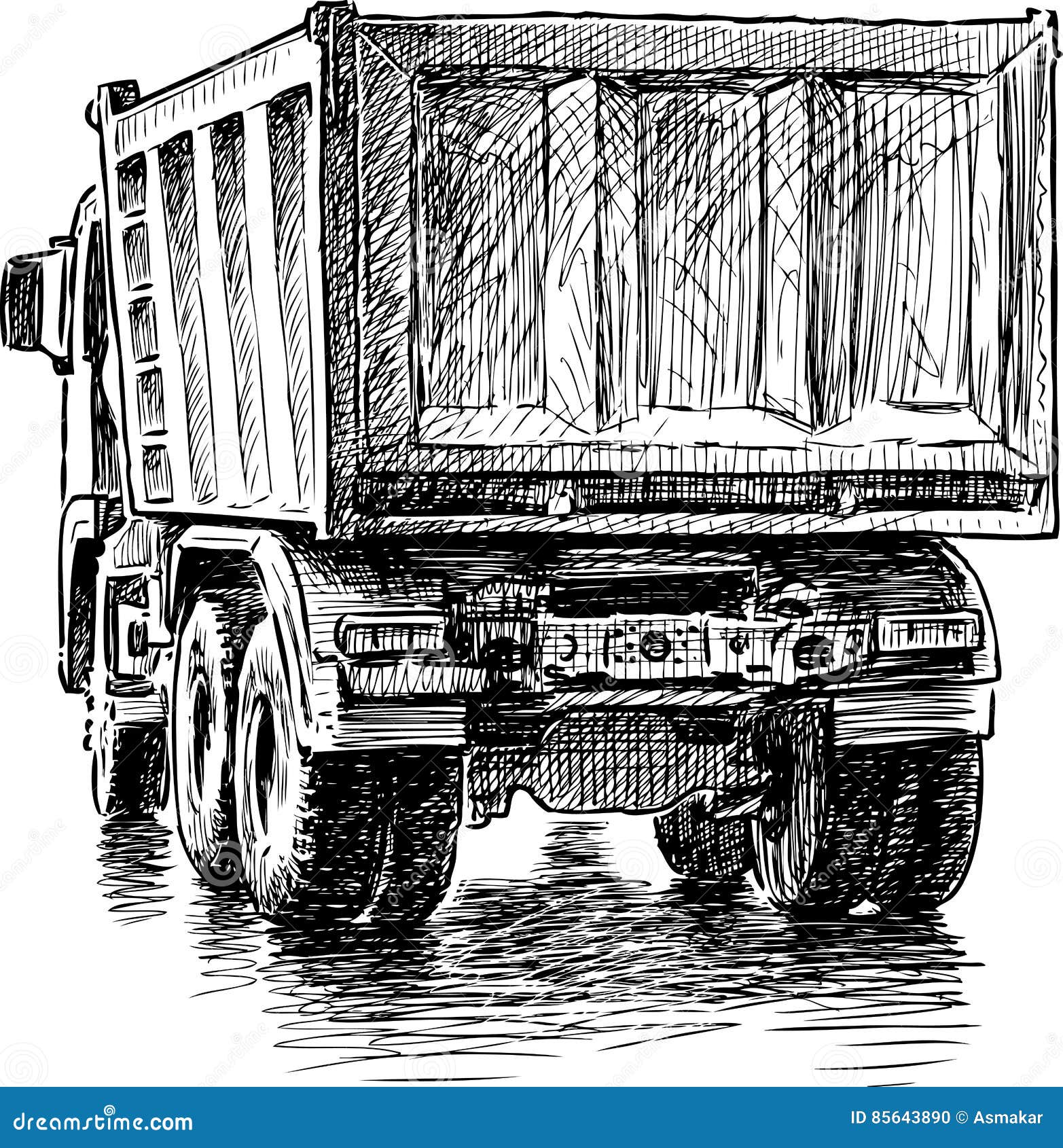 Back View of the Heavy Truck Stock Vector - Illustration of heavy ...
