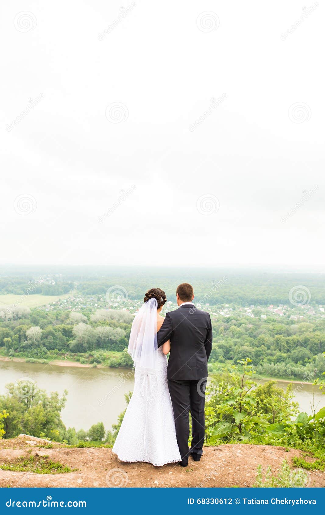 Back View of Holding Hands Bride and Groom Outdoors Stock Photo - Image ...