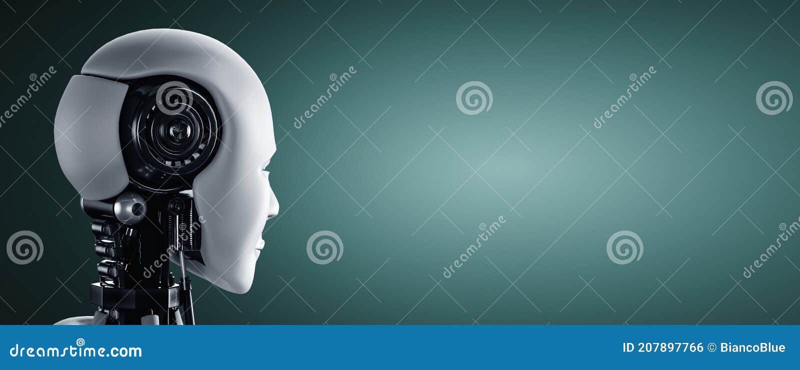 Back View of Humanoid AI Robot Head Stock Illustration - Illustration ...