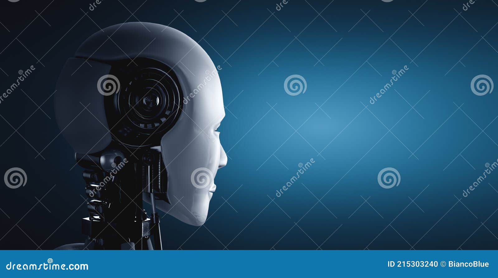 Back View of Humanoid AI Robot Head Stock Illustration - Illustration ...