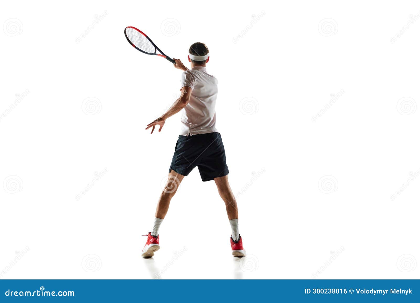 Back View Image of Young Man in Motion with Racket, Tennis Player ...
