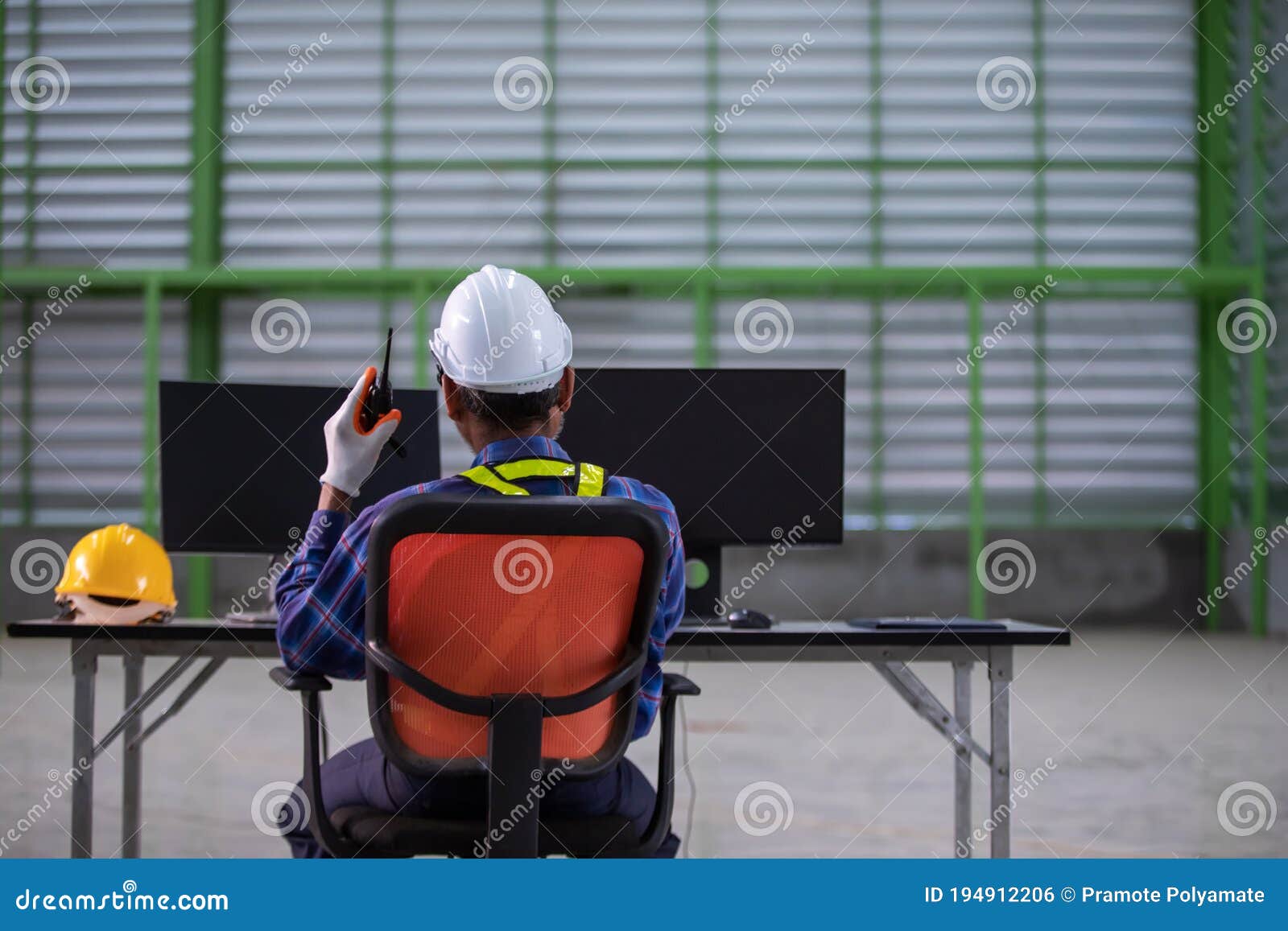 Back View Industrial Workers in the Construction Site Stock Photo ...