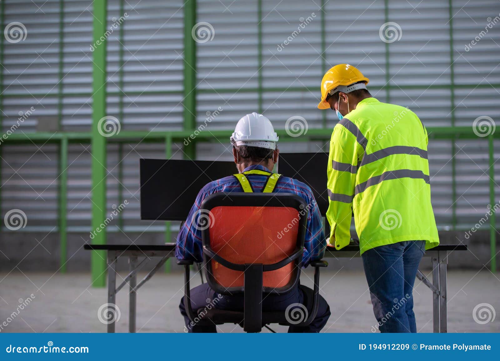 Back View Industrial Workers in the Construction Site Stock Image ...