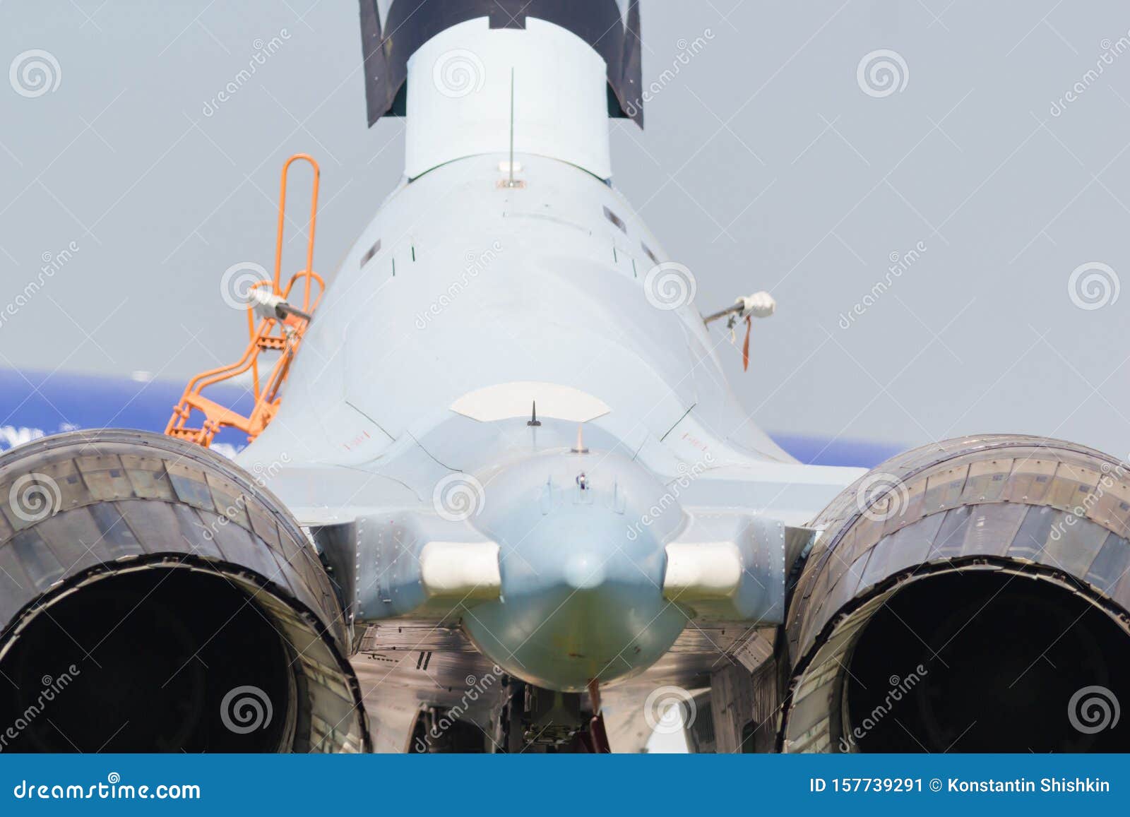 Back View of the Jet Fighter - Shot of the Turbines Stock Image - Image ...