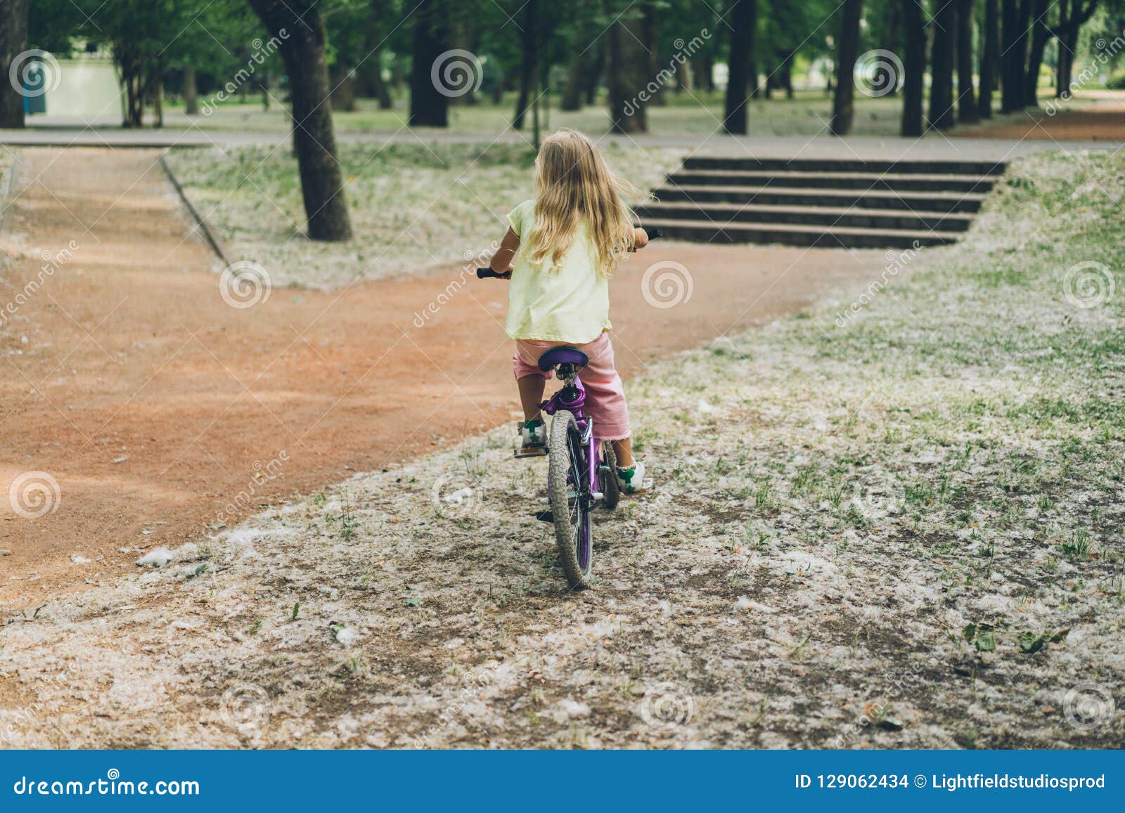 Back View of Kid Riding Bicycle Stock Photo - Image of park, outdoors ...