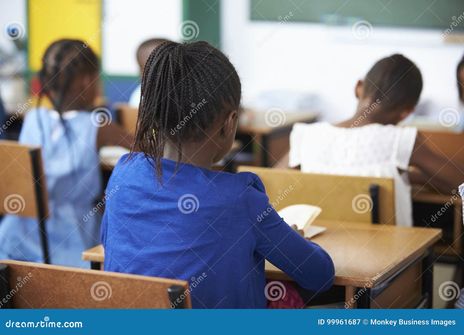 Back View of Kids during a Lesson at an Elementary School Stock Image ...
