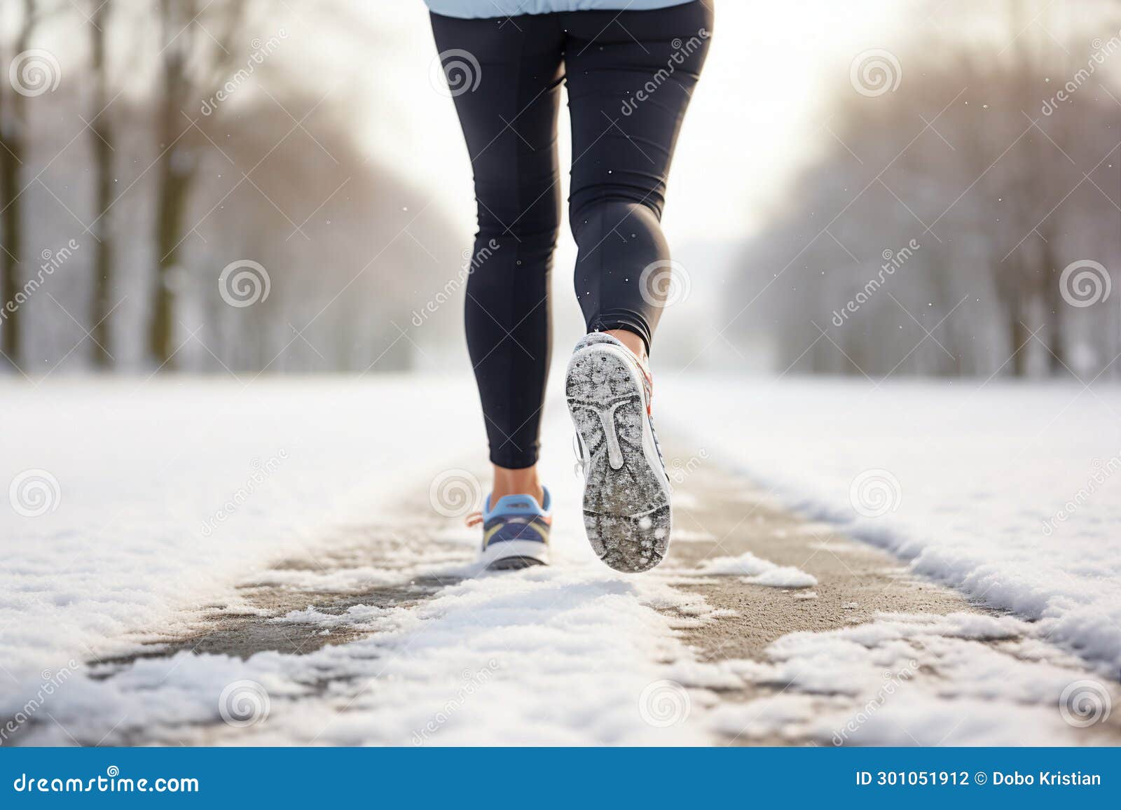 Back View of Legs Running in Snow Stock Illustration - Illustration of ...