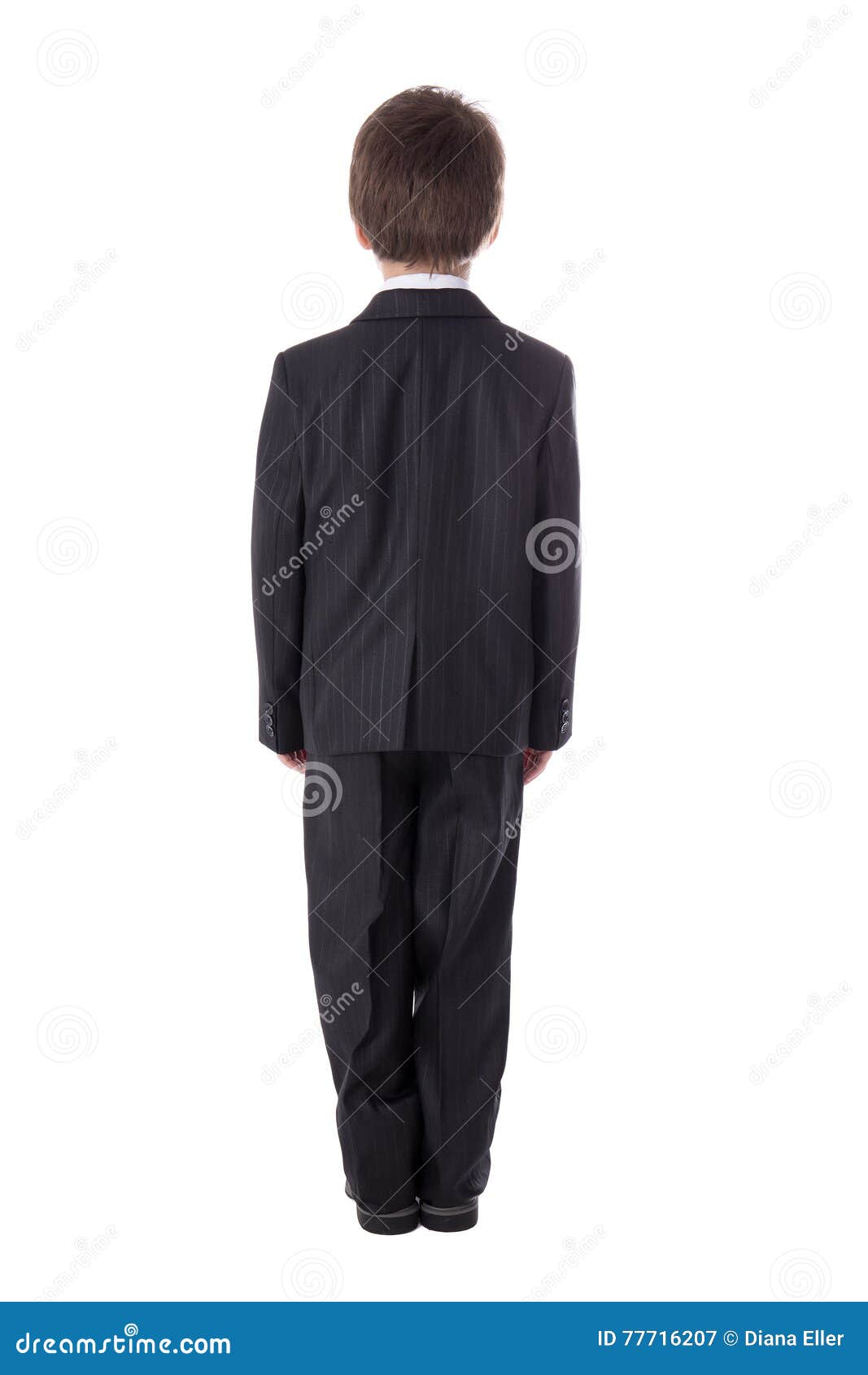 Back View of Little Boy in Business Suit Isolated on White Stock Image ...