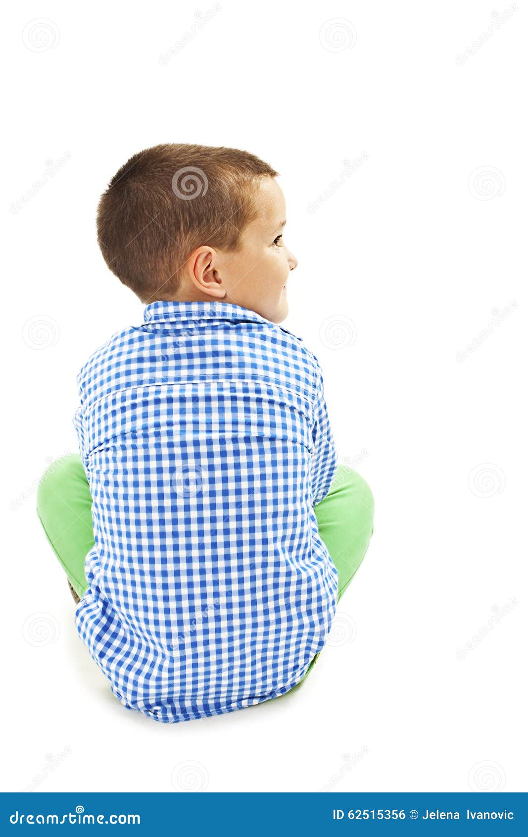 Back View of Little Boy Looking on Side Stock Photo - Image of look ...