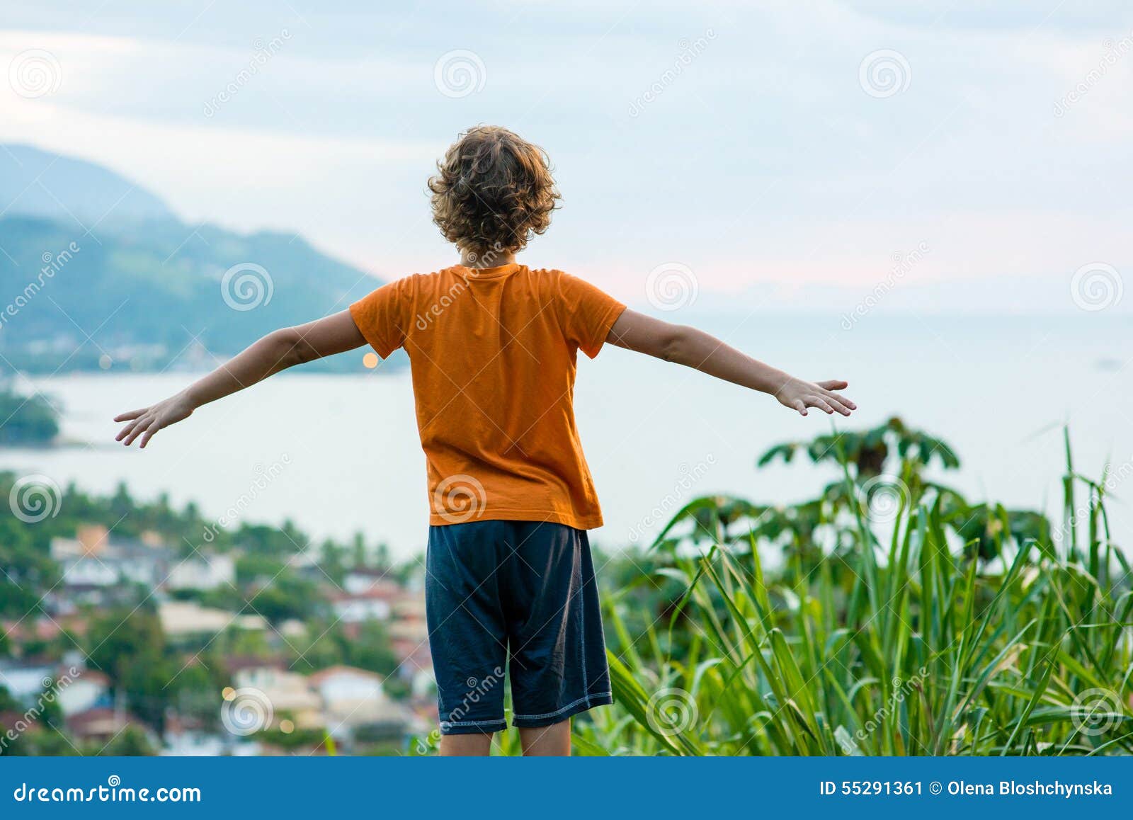 Back View of a Little Boy at Tropical Beach Stock Image - Image of ...