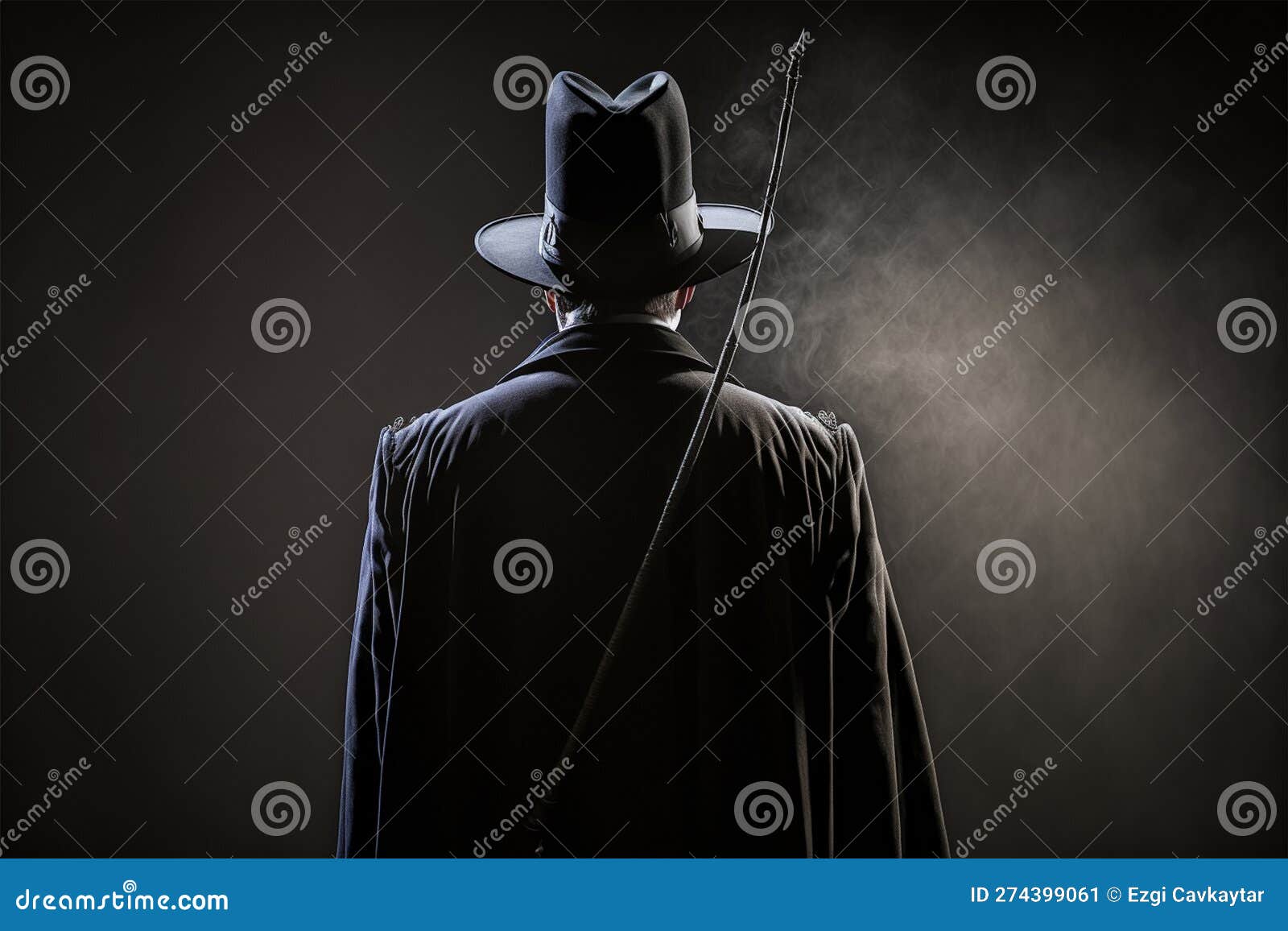 Back View of Magician with Hat, Generative Ai Stock Illustration ...