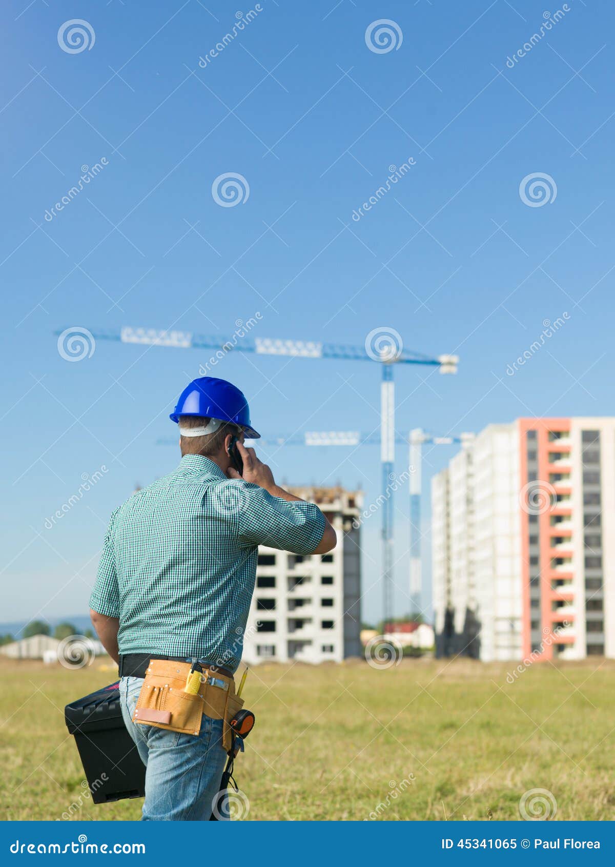 Back view of male engineer stock image. Image of mobile - 45341065