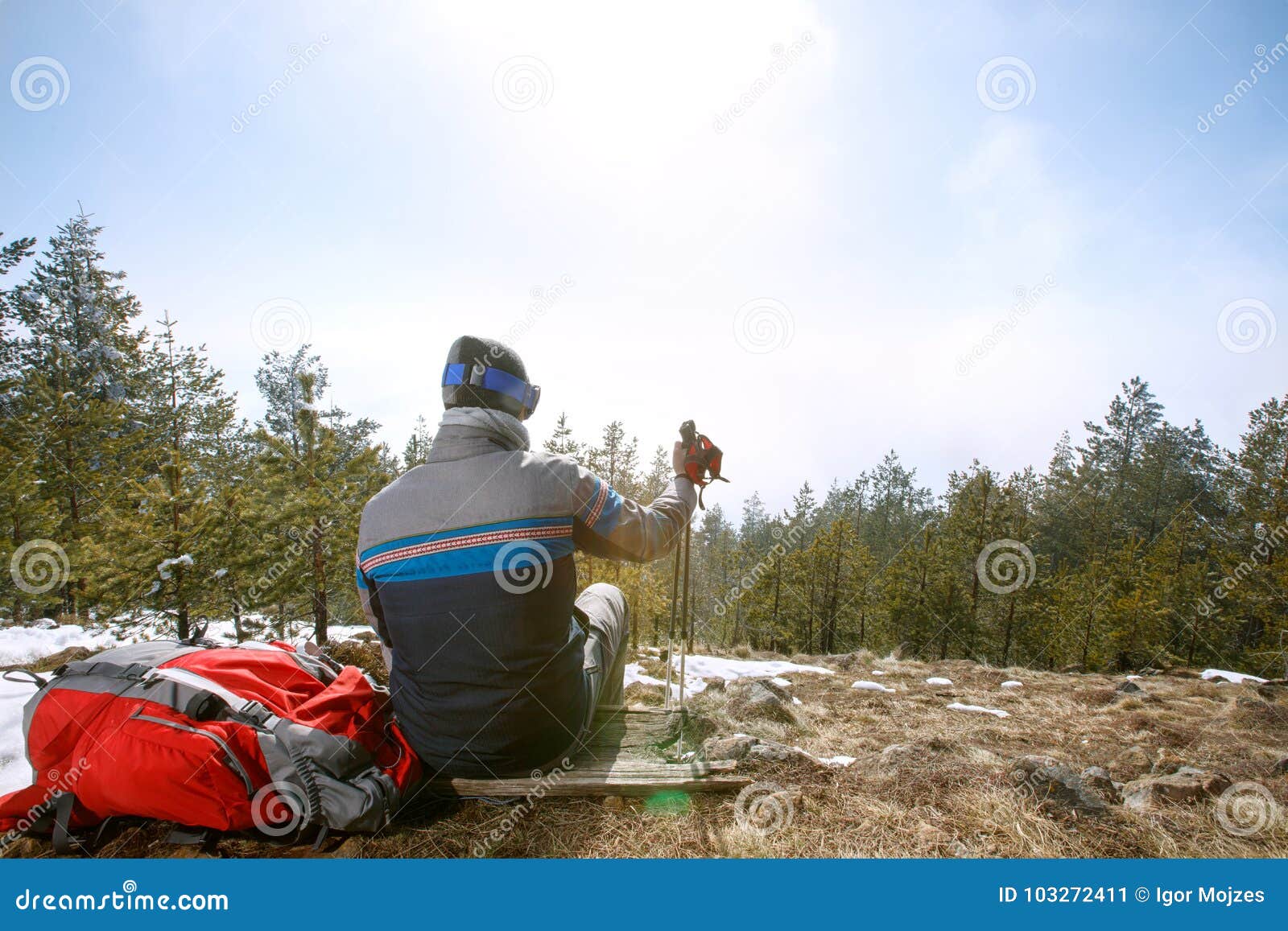 Back View of Hikers at Resting from Hiking Stock Image - Image of hobby ...