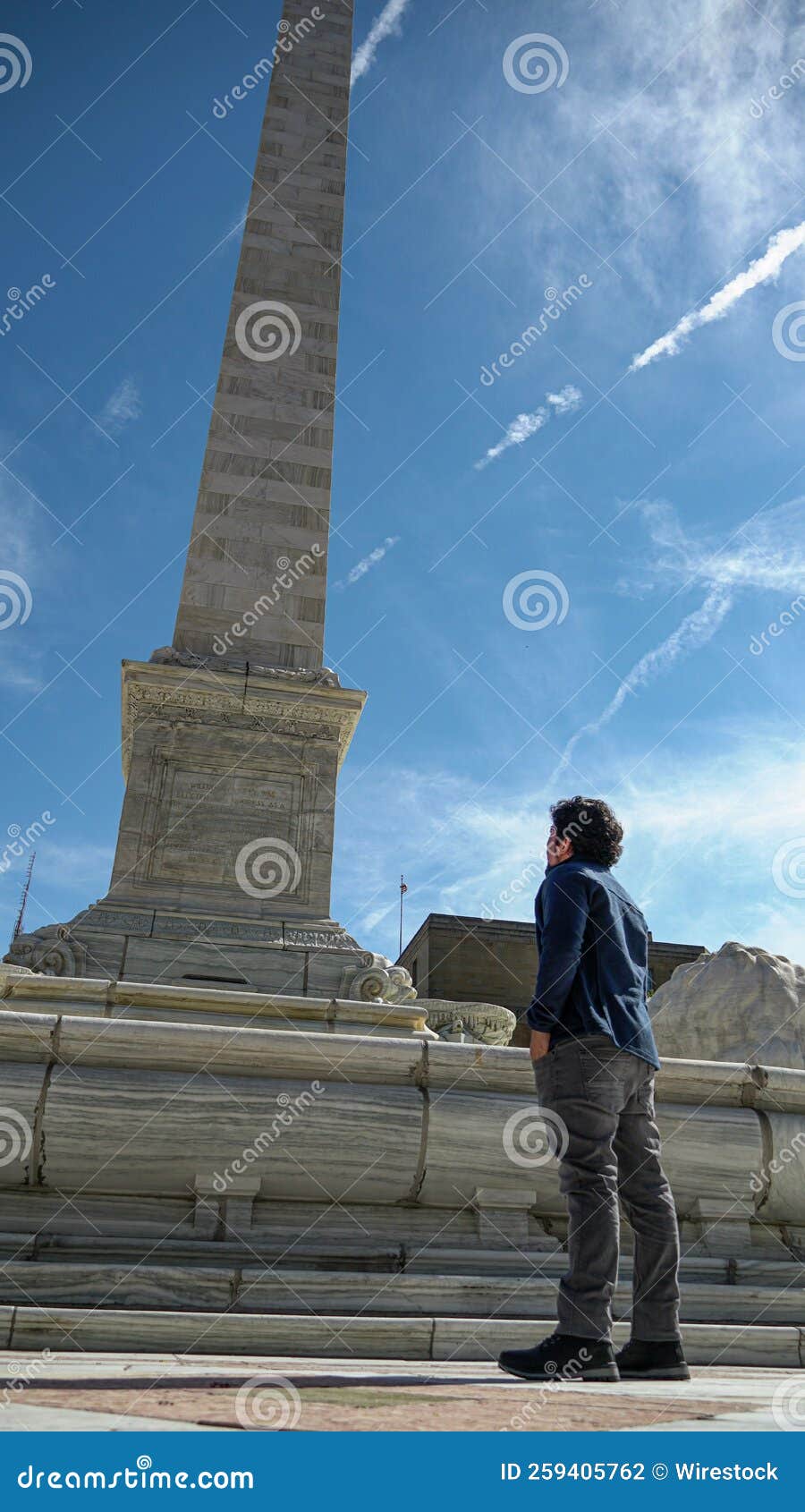 Back View of Male Standing in Front of Monument Stock Photo - Image of ...