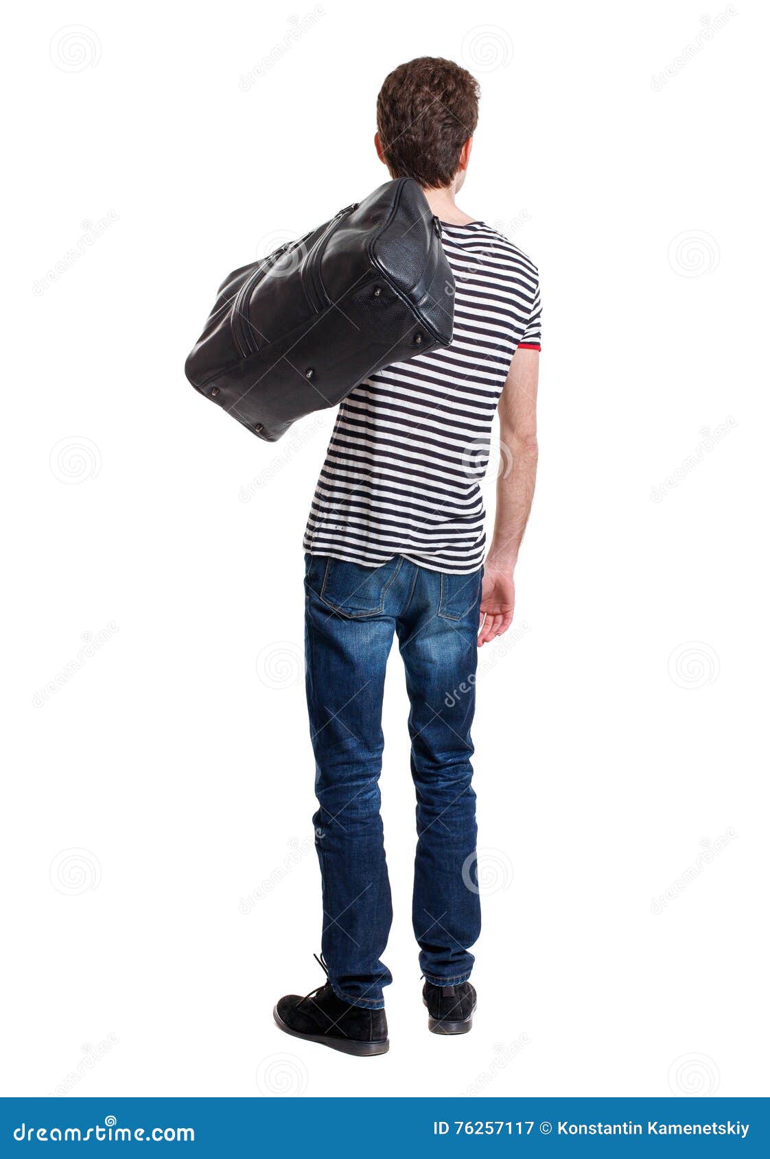 Back view of man with bag. stock image. Image of luggage - 76257117