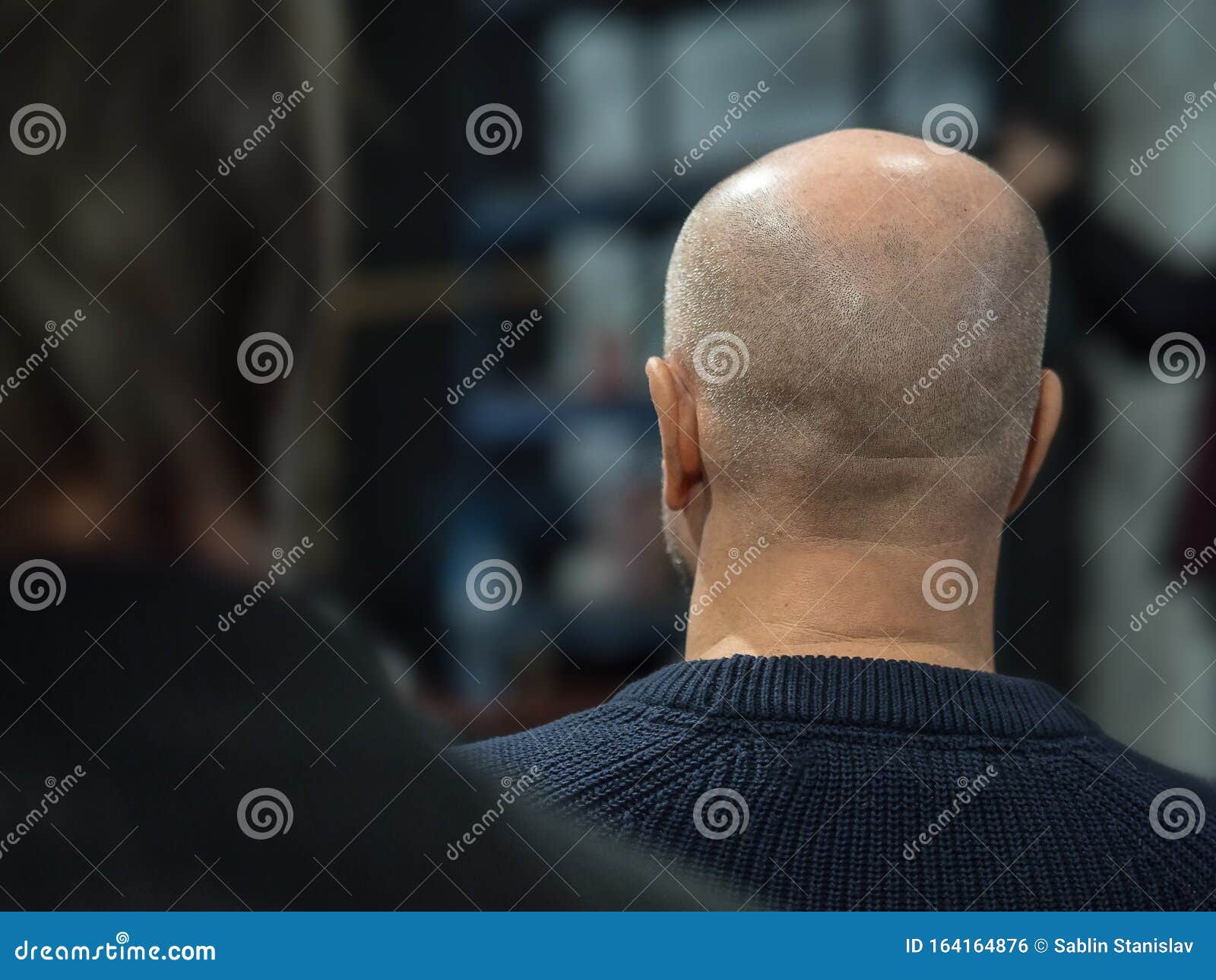 Back View of the Man with a Bald Head Stock Photo - Image of people ...