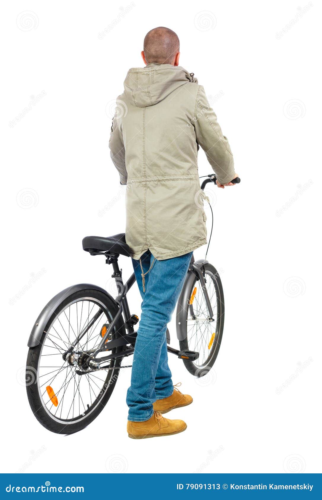 Back View of a Man with a Bicycle. Stock Image - Image of lifestyle ...