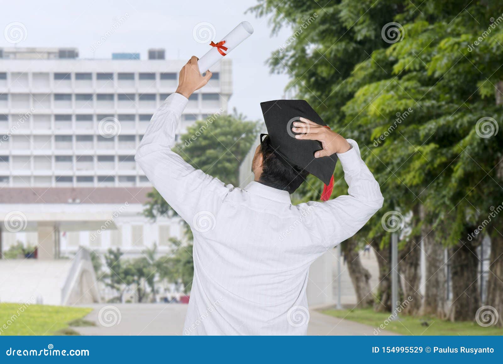 Back View of a Man Celebrating His Graduation Stock Image - Image of ...