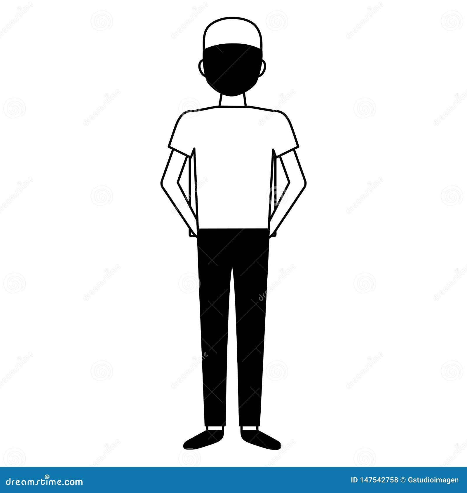 Back view man character stock illustration. Illustration of character ...