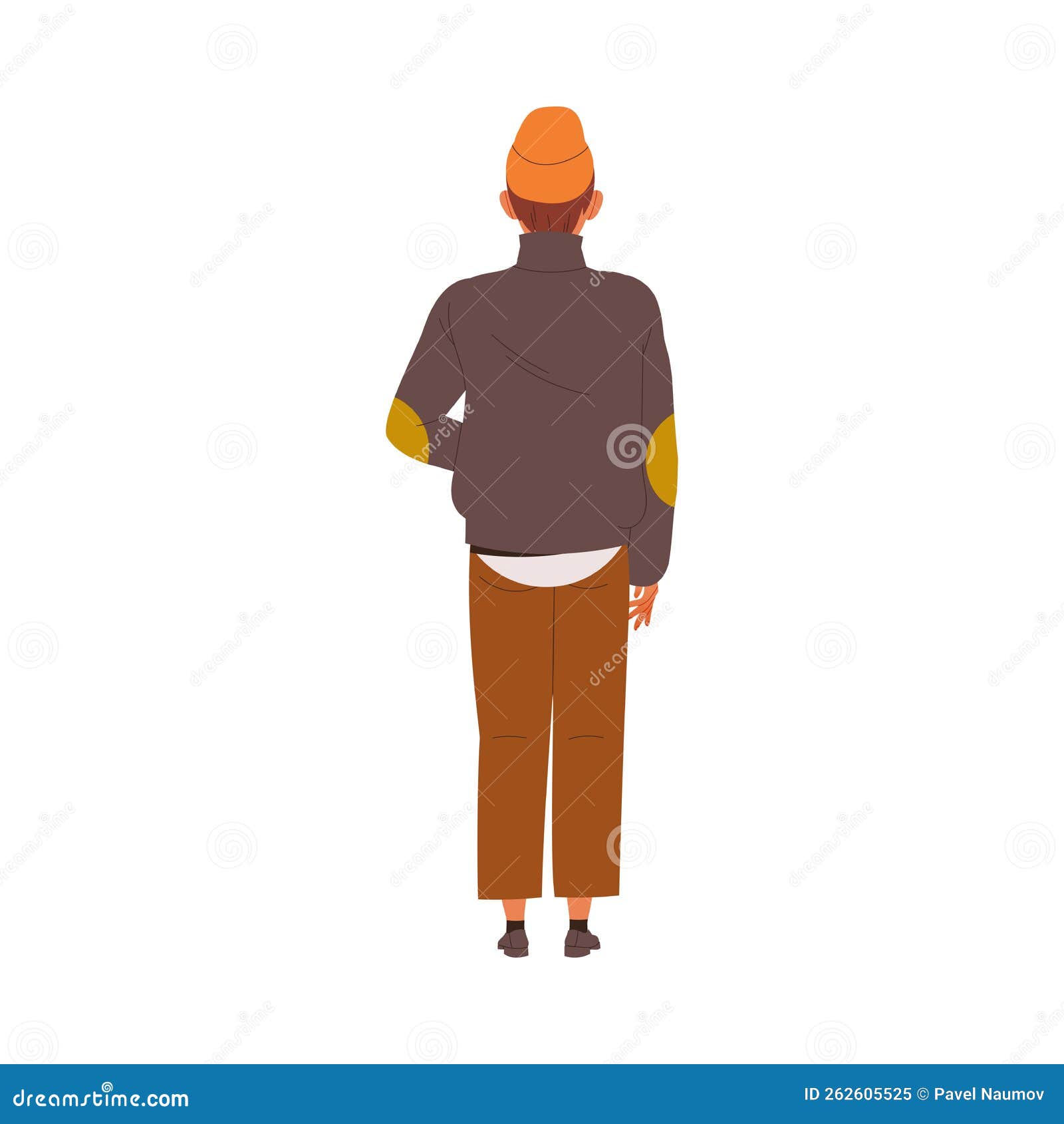 Back View of Man Character in Hat and Jacket Standing Vector ...
