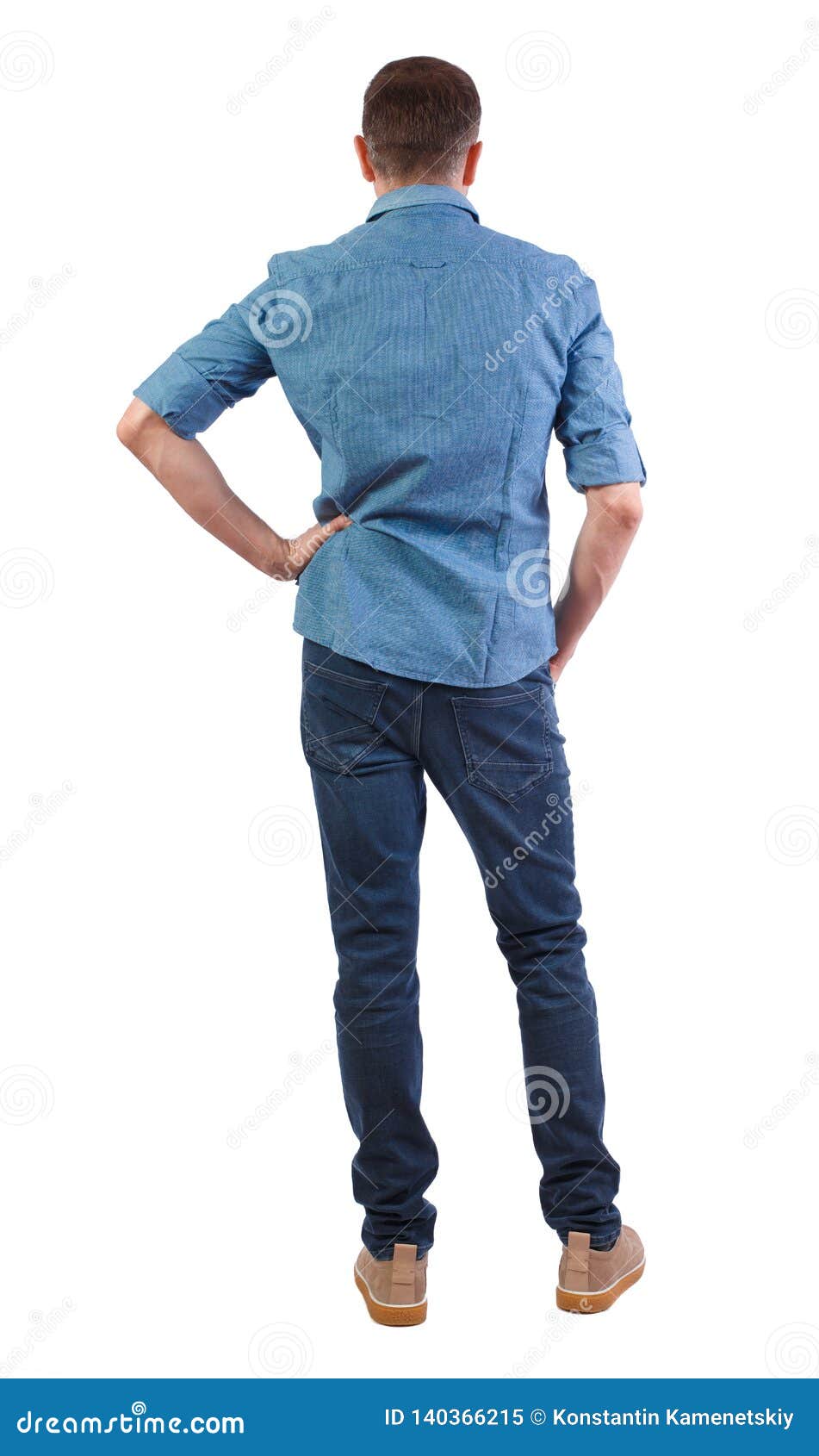 Back View Of Man In Dark Jeans Stock Image Image Of Look Standing