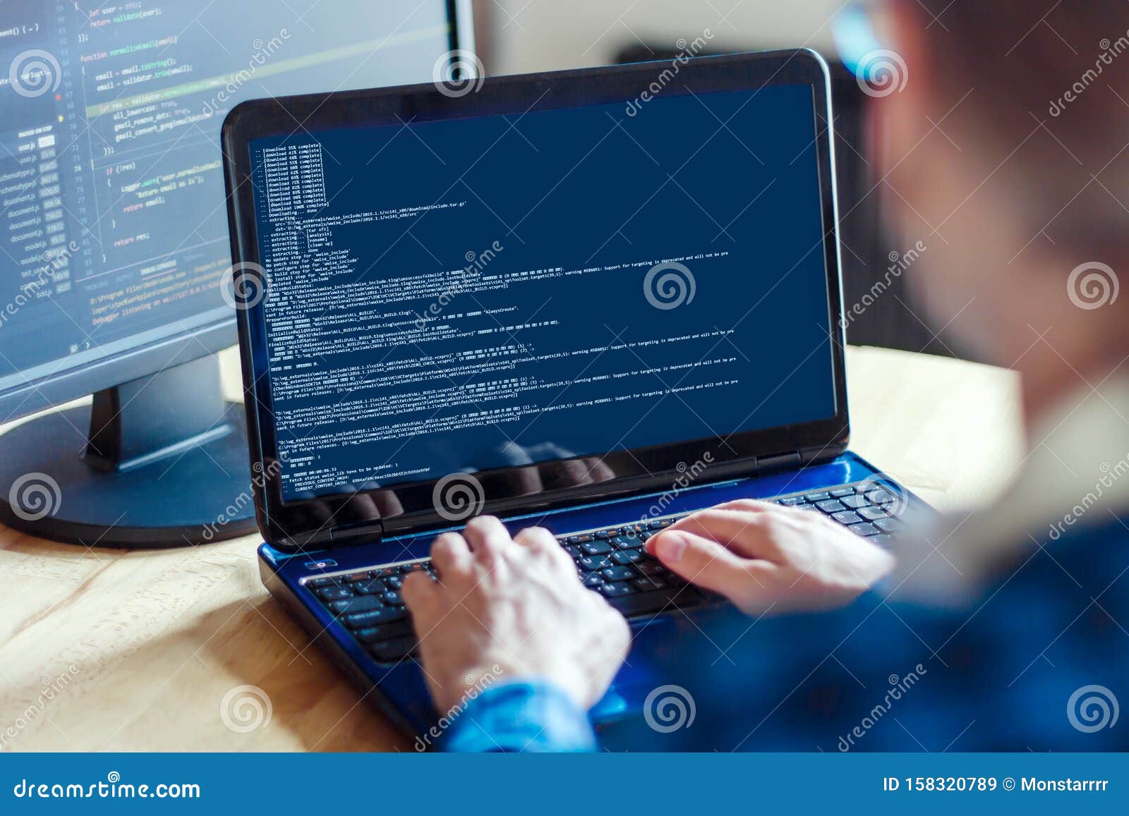 Software Developer Freelancer Working With Program Code Stock Image Image Of Developer Home