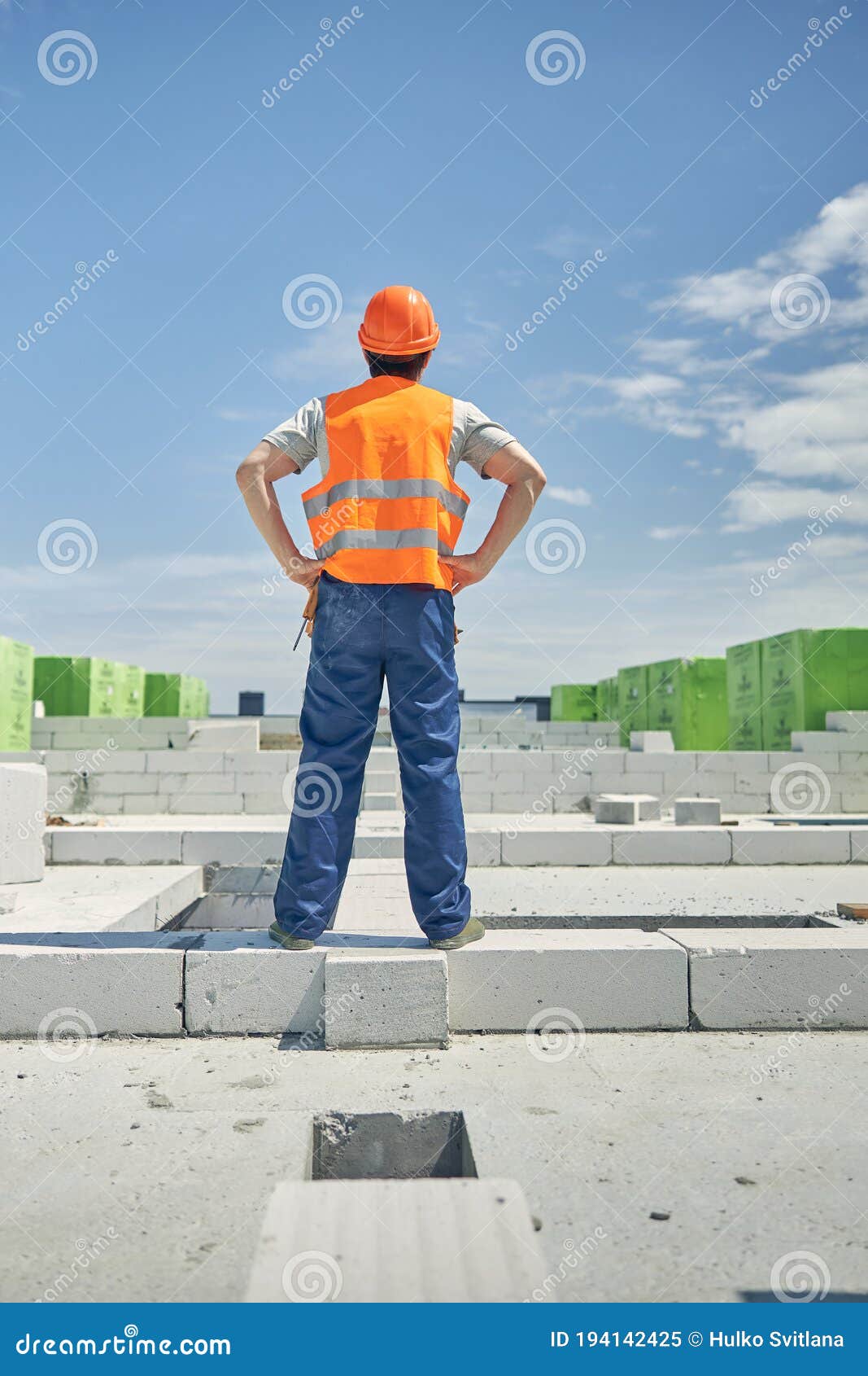Construction Male Worker Gazing into the Distance Stock Image - Image ...
