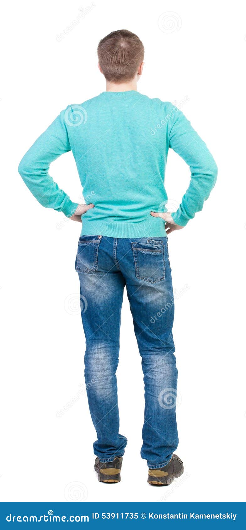 Back view of man in jeans. stock image. Image of posing - 53911735