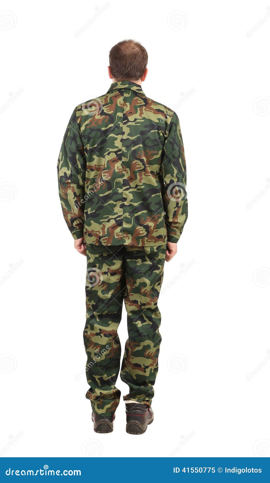 Back View of Man in Military Suit. Stock Image - Image of cotton, wear ...