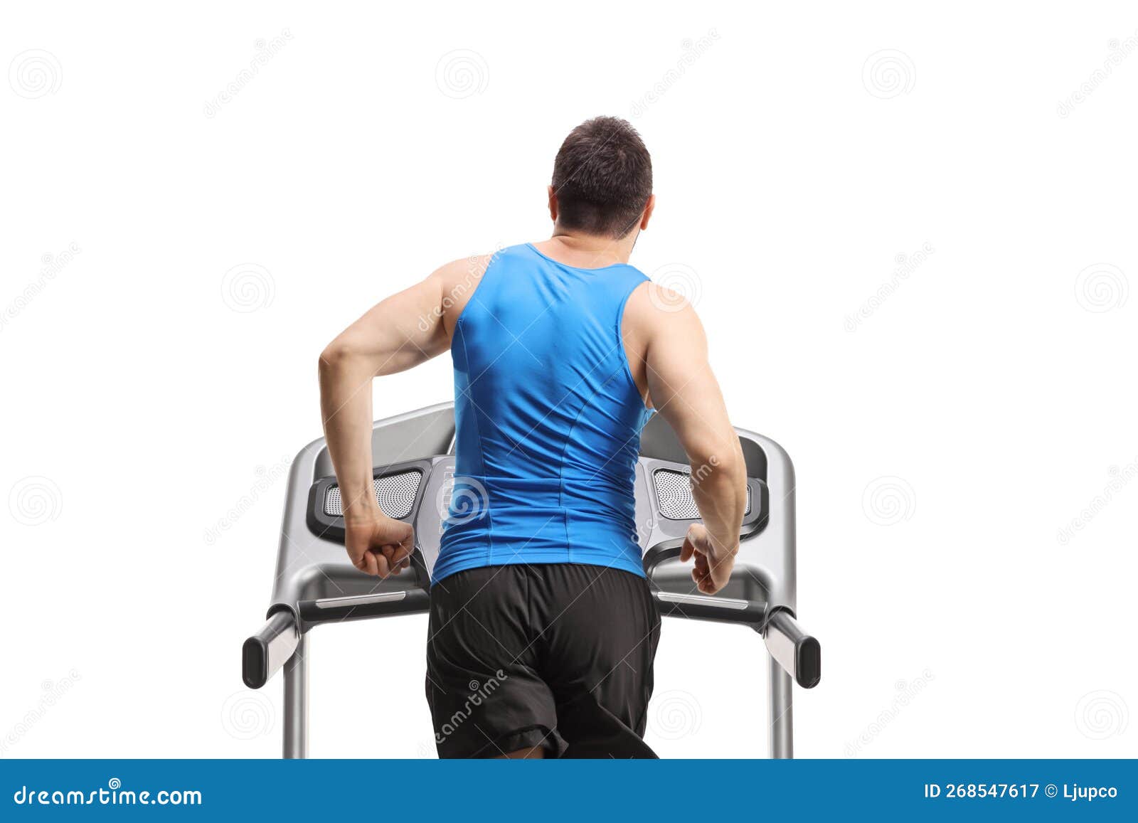 Back View of a Man Running on a Treadmill Stock Image - Image of ...