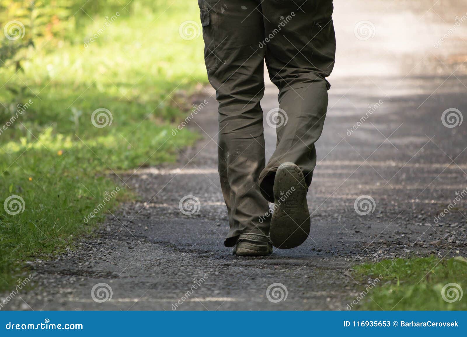 Back View Man`s Feet Walking Away Stock Image - Image of person ...