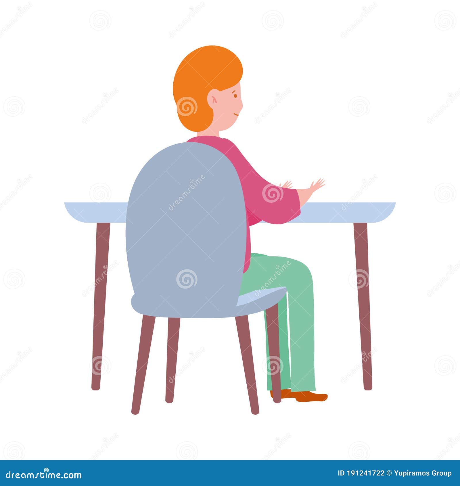 Back View Man Sitting on Table Isolated Design Icon Stock Vector ...