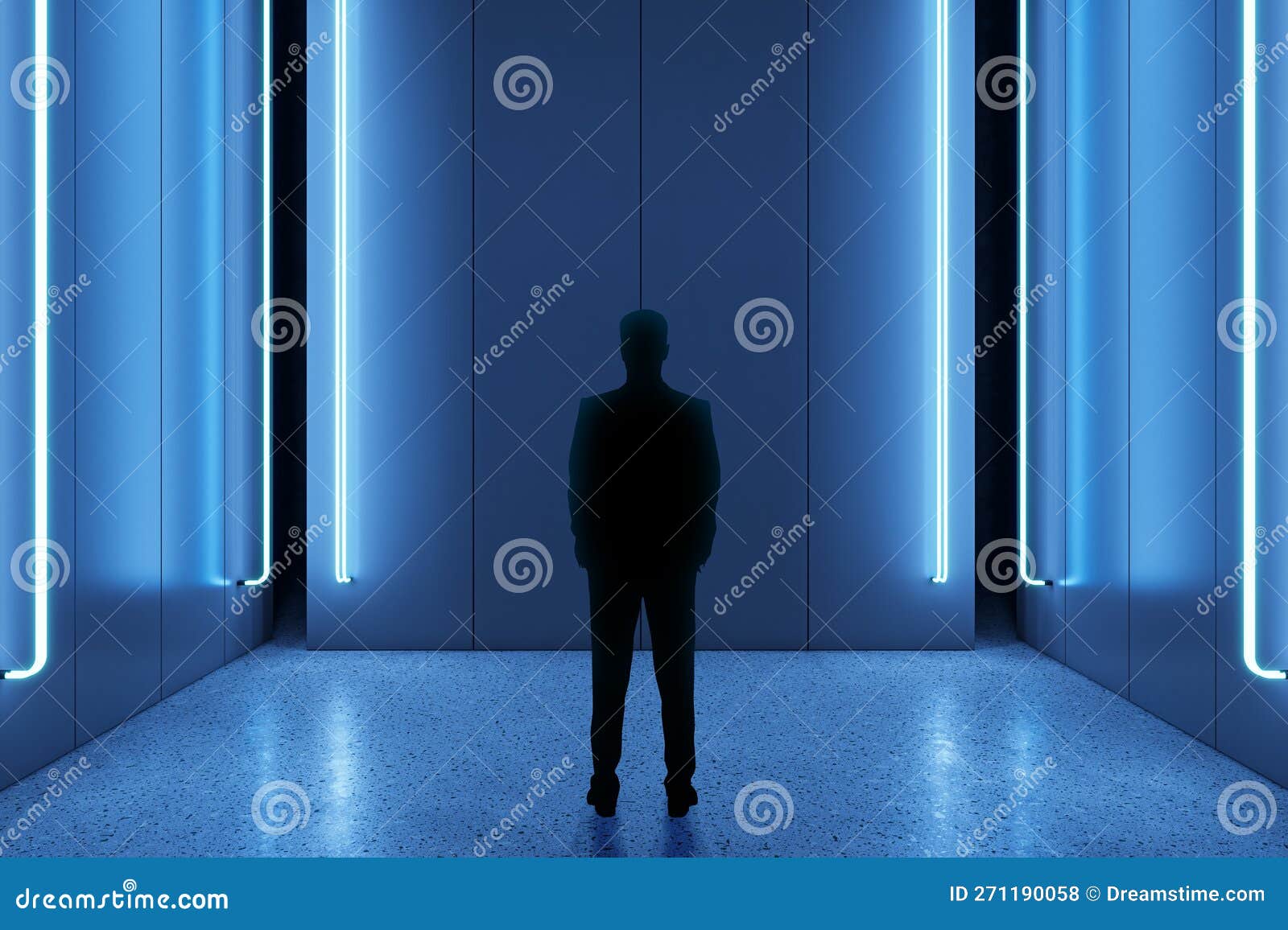 Back View of Man Standing in Abstract Room Interior Stock Photo - Image ...