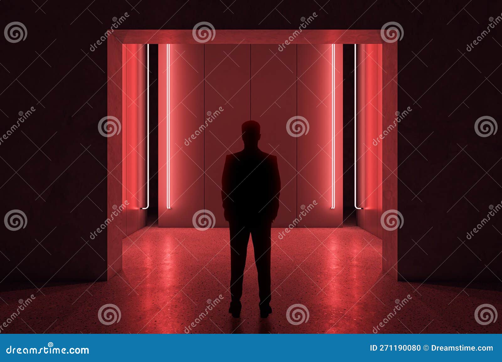 Back View of Man Standing in Abstract Room Interior Stock Photo - Image ...