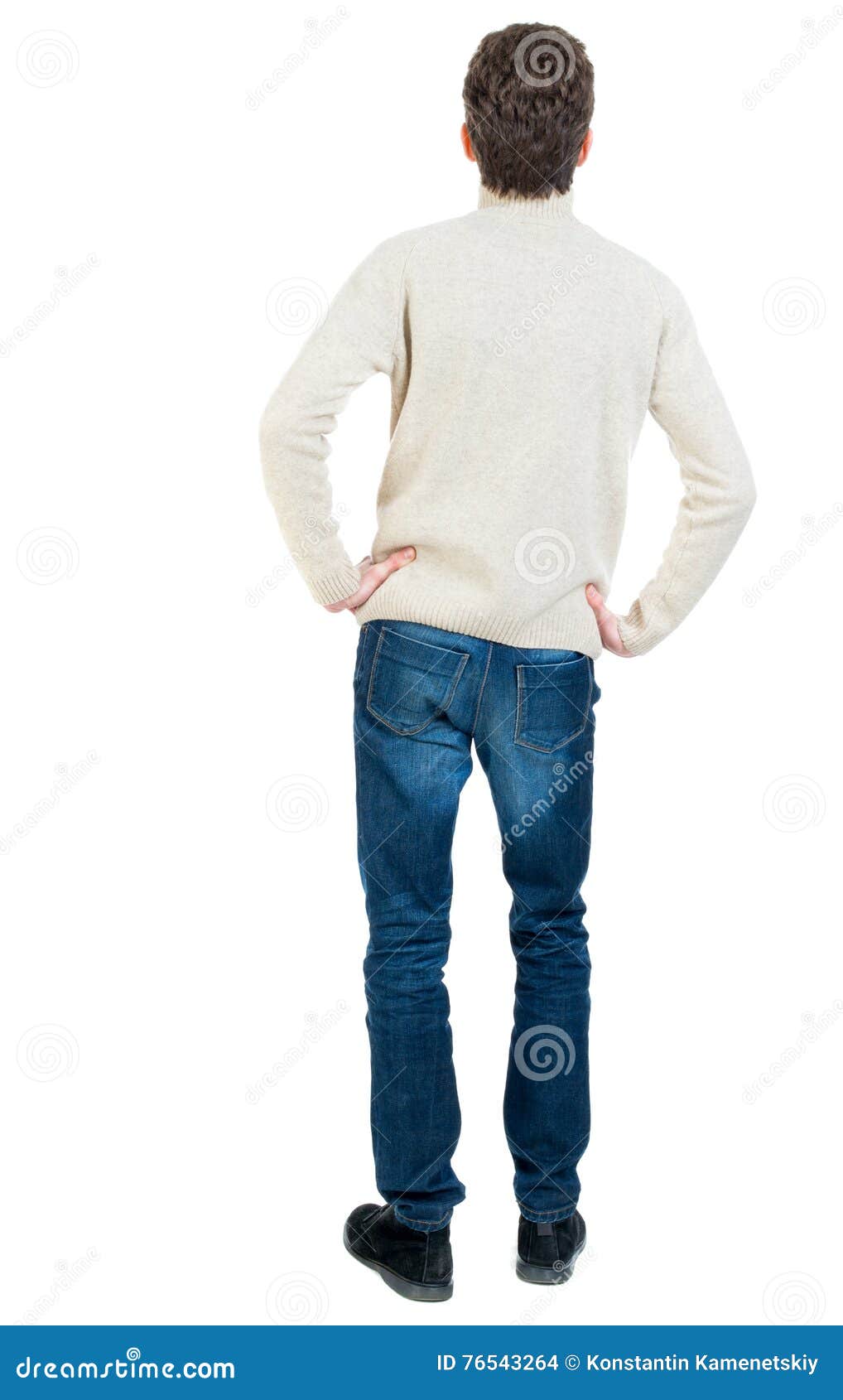Back View of Man . Standing Young Guy. Stock Photo - Image of casual ...