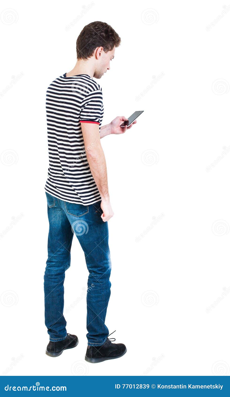 Back View of Man in Suit Talking on Mobile Phone. Stock Image - Image ...
