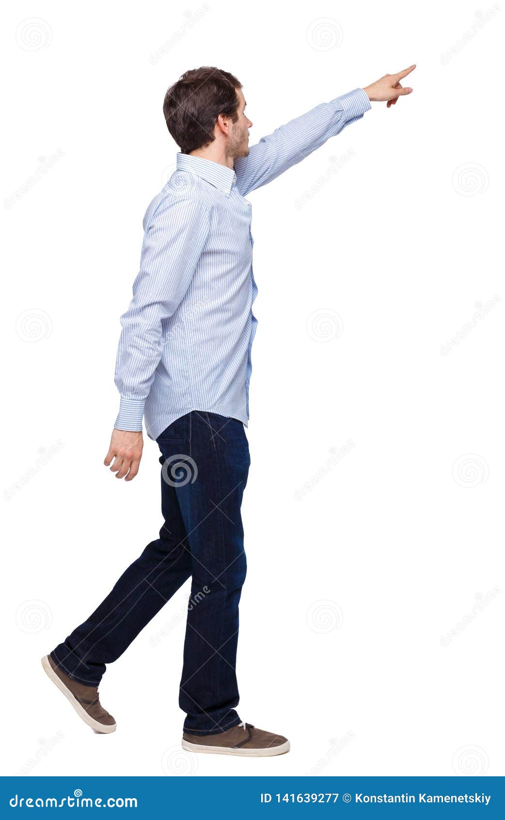 Back View of a Man Walking with a Pointing Hand Stock Image - Image of ...